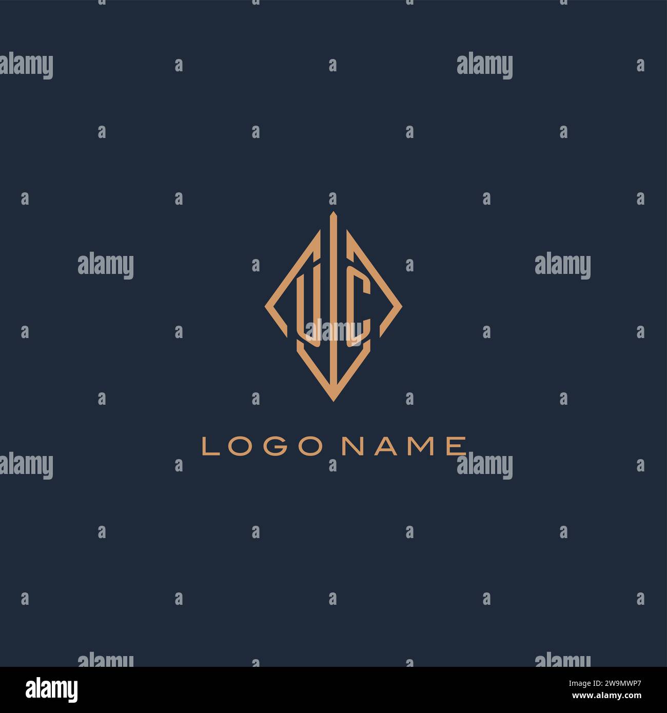Monogram UC logo with diamond rhombus style, Luxury modern logo design ...