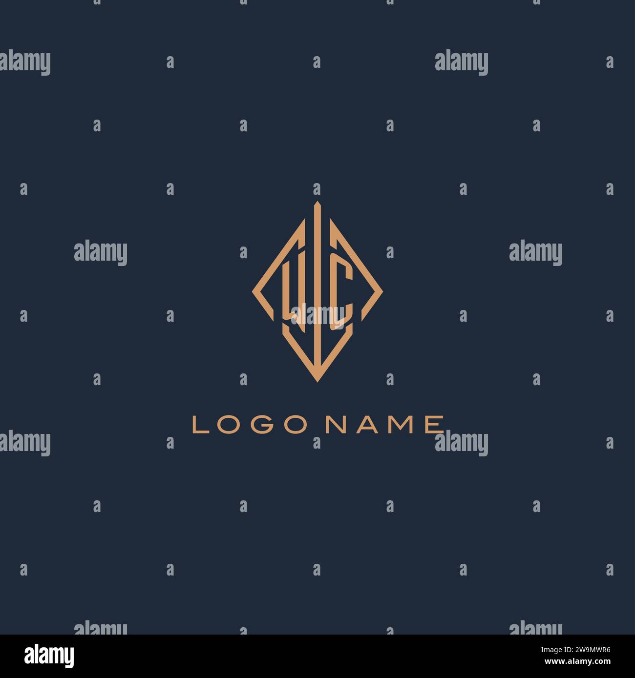 Monogram WC logo with diamond rhombus style, Luxury modern logo design ...
