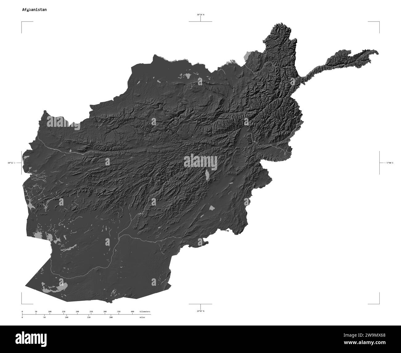 Shape of a Bilevel elevation map with lakes and rivers of the ...