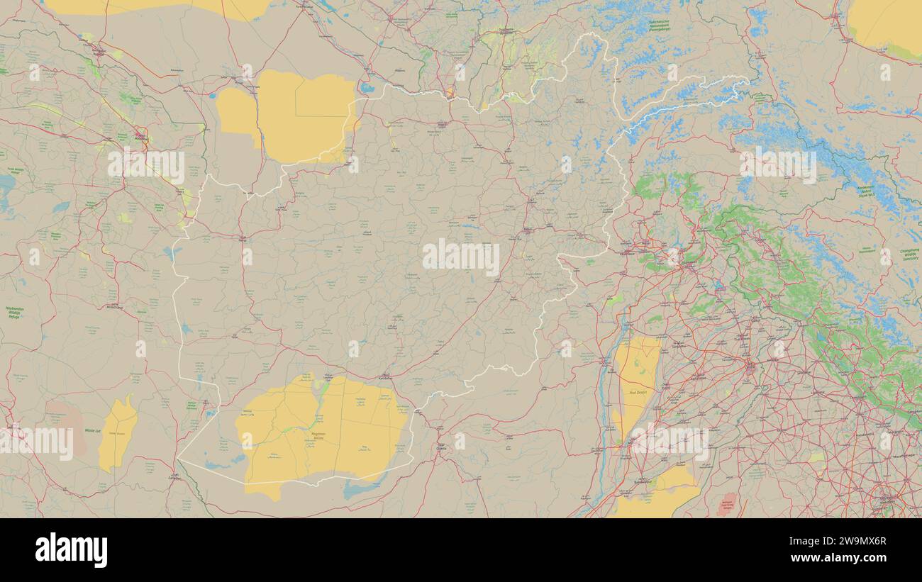 Afghanistan outlined on a topographic, OSM Germany style map Stock Photo - Alamy