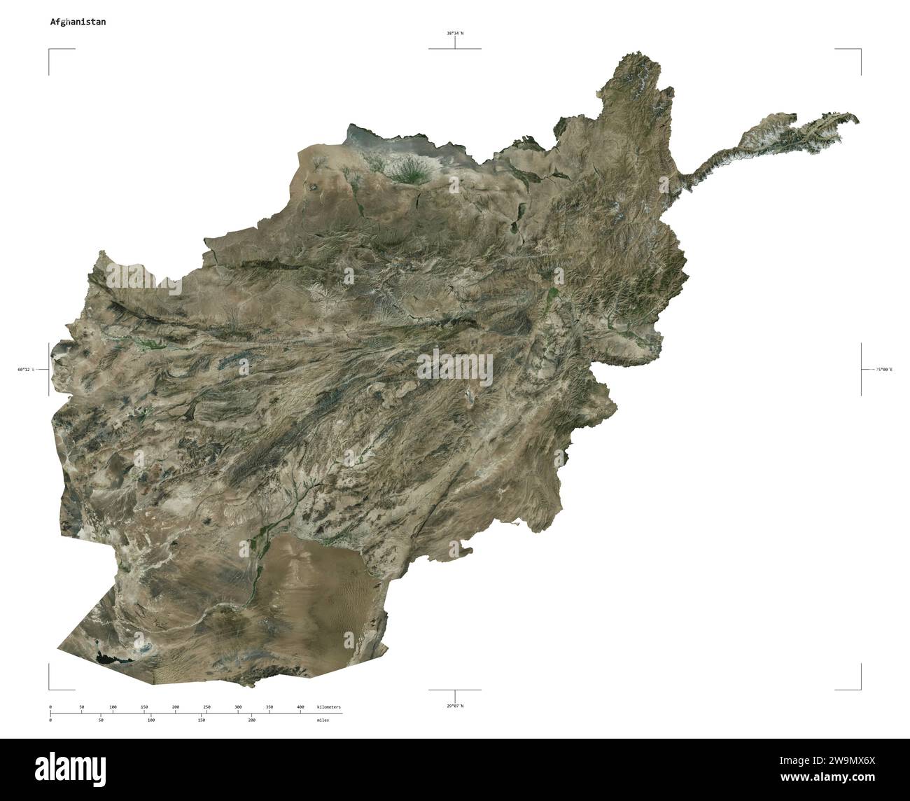Shape of a high resolution satellite map of the Afghanistan, with ...