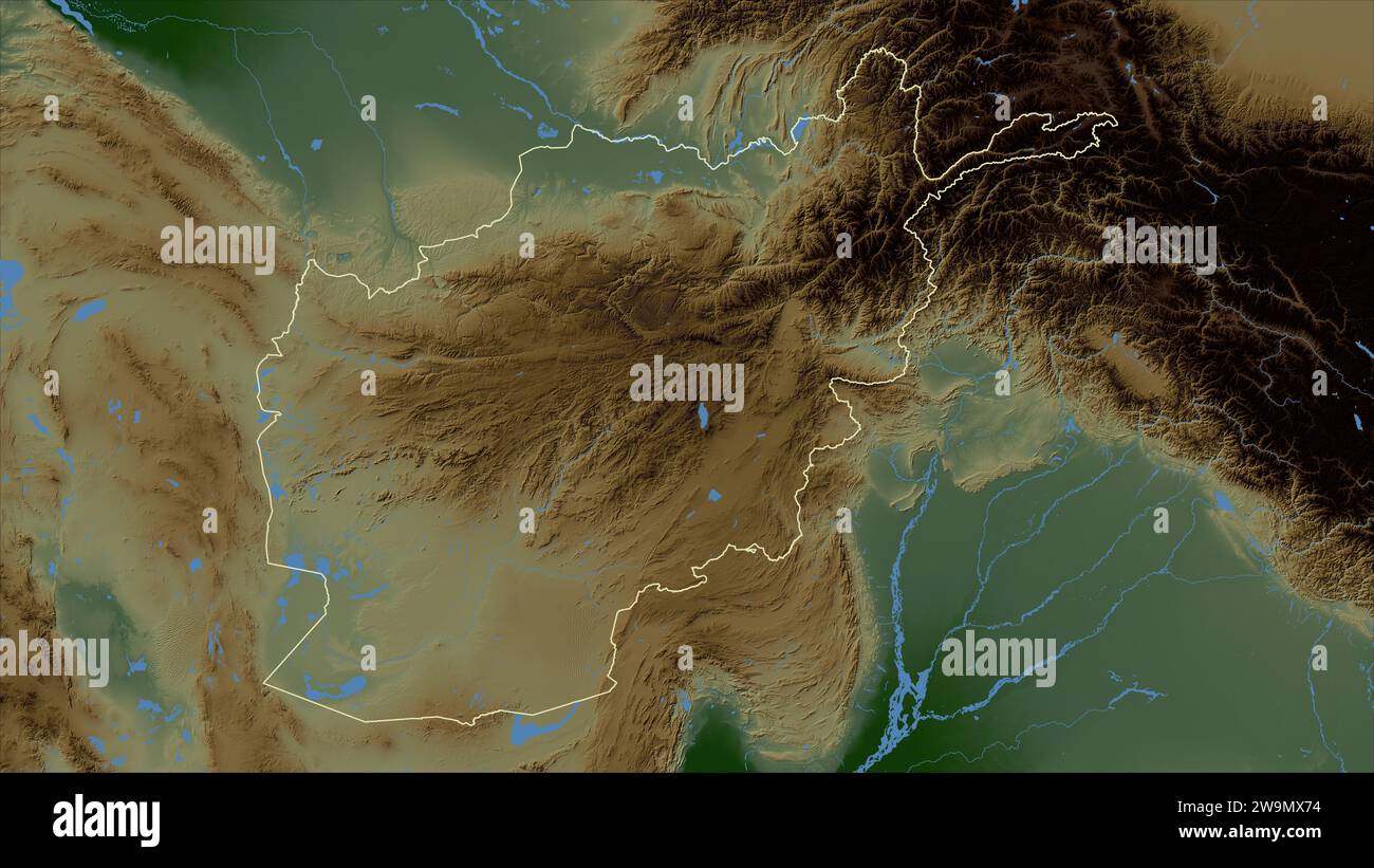 Afghanistan map zoom border physical hi-res stock photography and ...