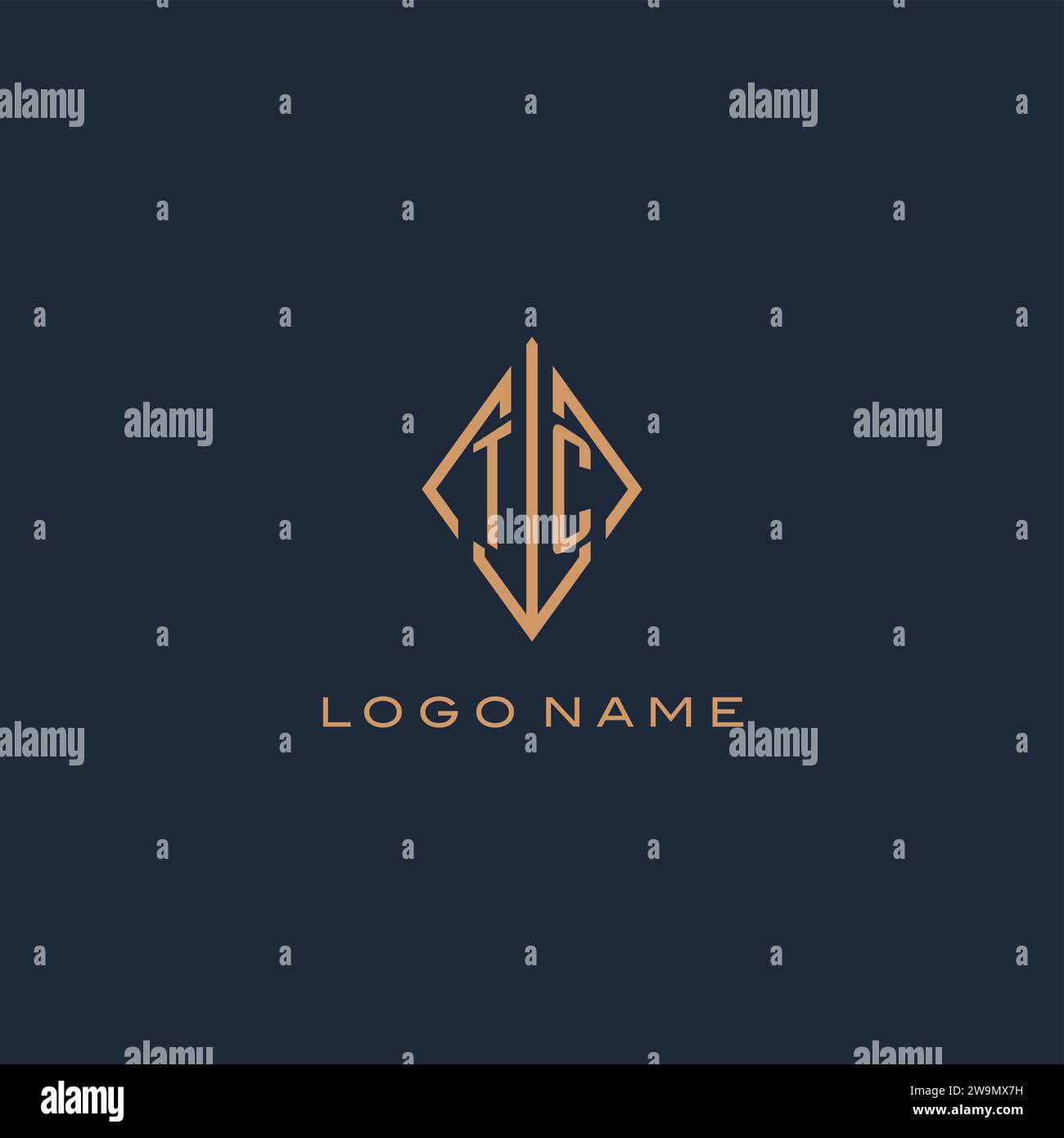 Monogram TC logo with diamond rhombus style, Luxury modern logo design ...
