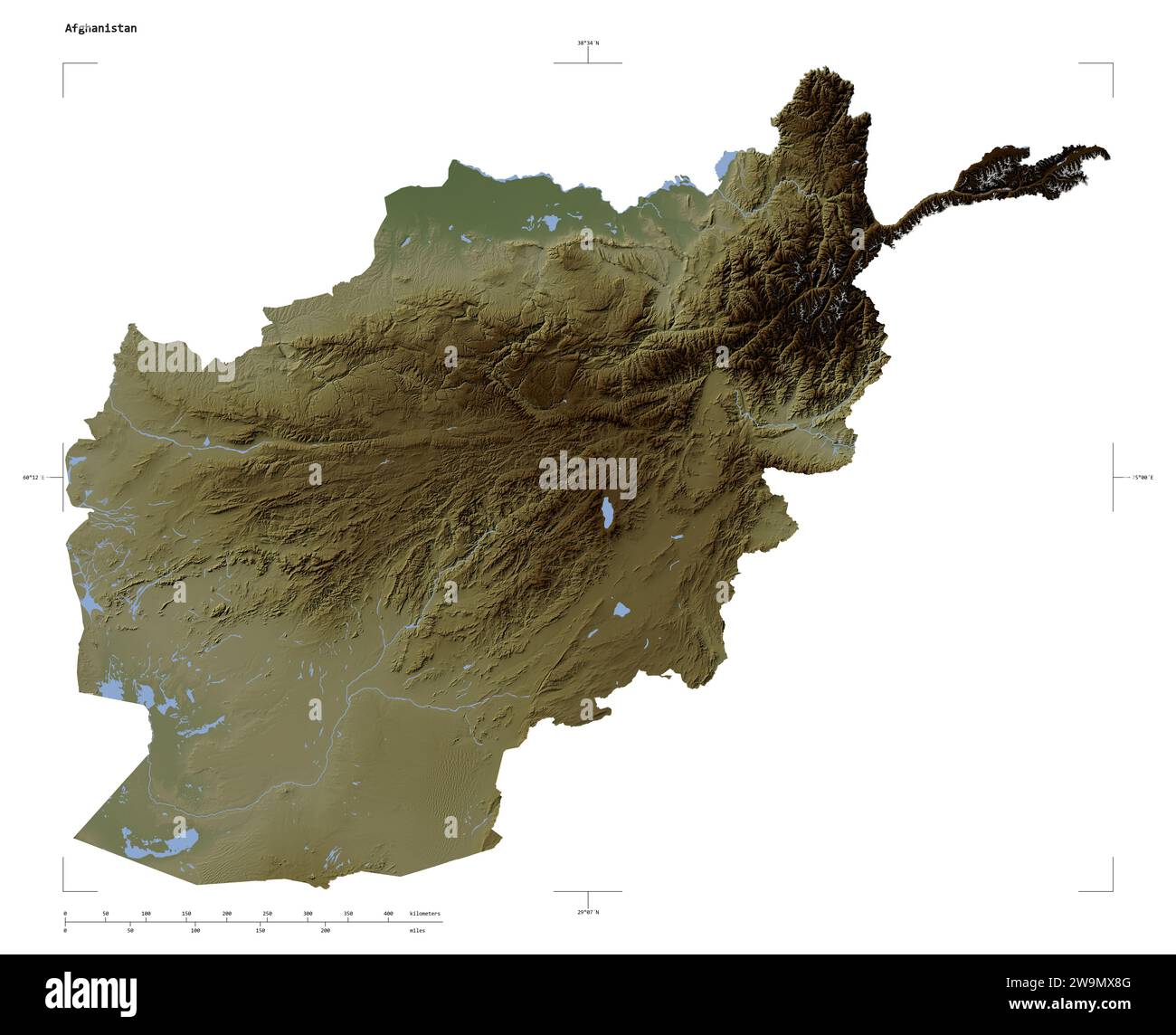 Shape of a Pale colored elevation map with lakes and rivers of the ...
