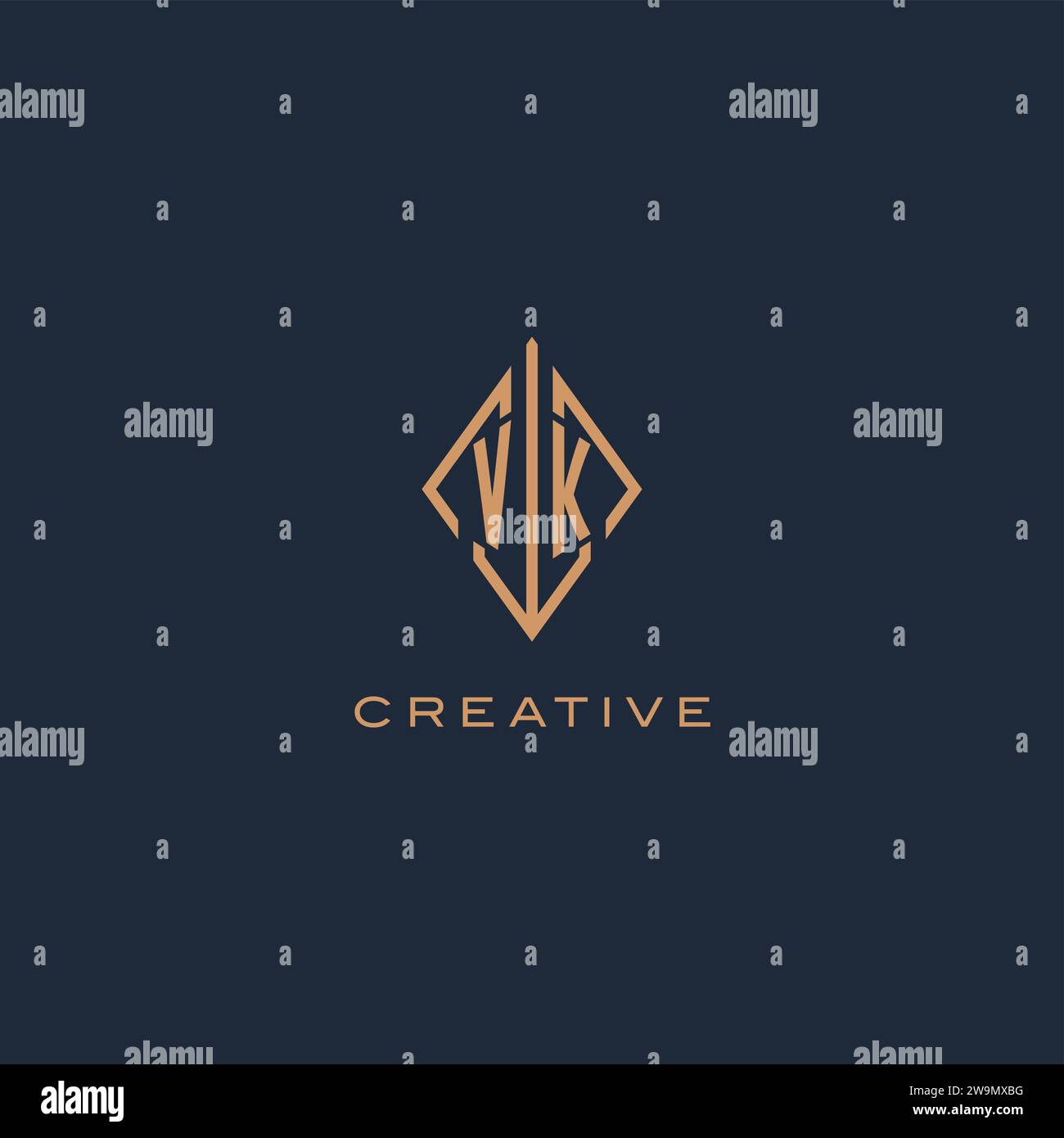 Monogram VK logo with diamond rhombus style, Luxury modern logo design ...