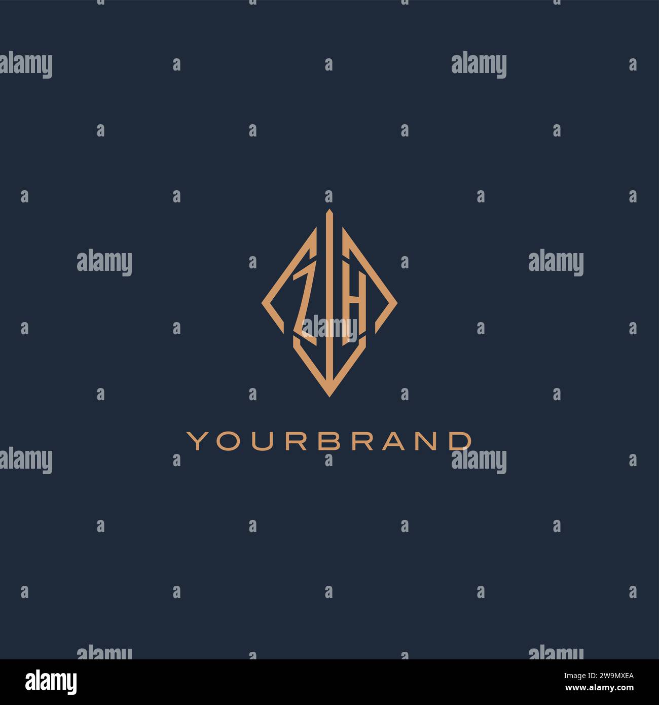 Monogram ZH logo with diamond rhombus style, Luxury modern logo design ...