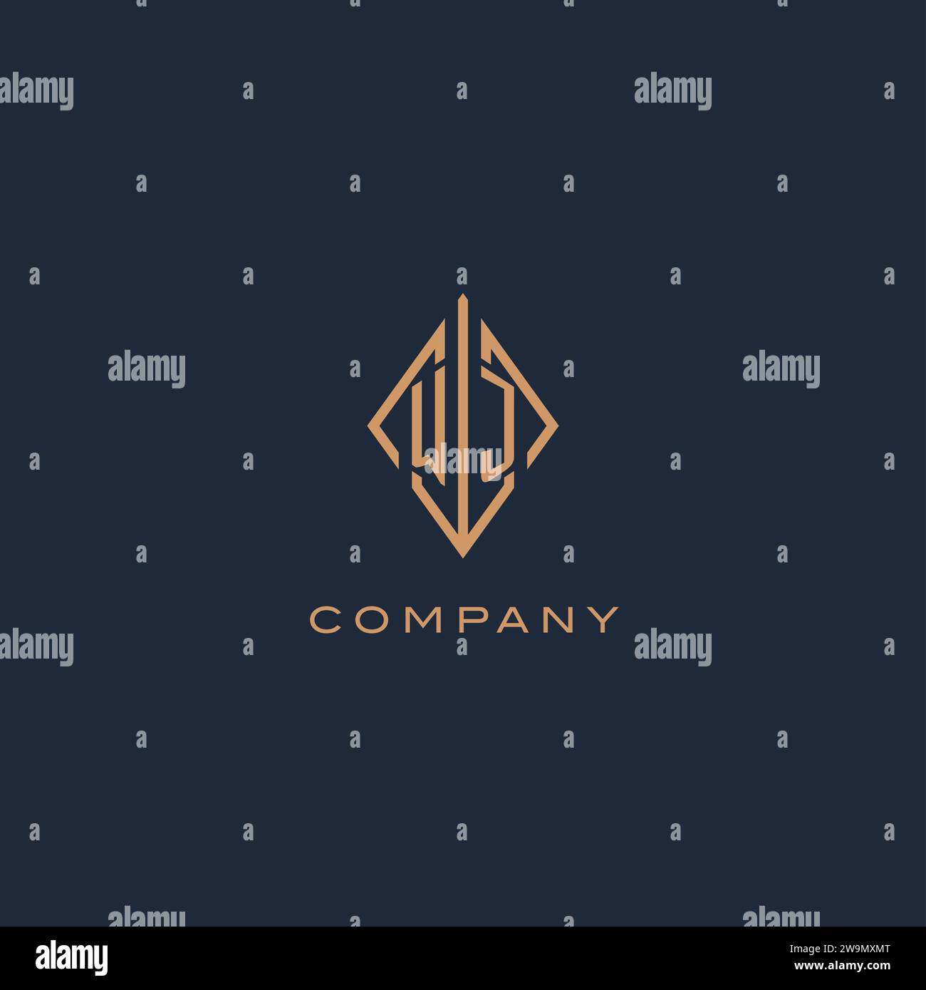 Monogram WJ logo with diamond rhombus style, Luxury modern logo design ...
