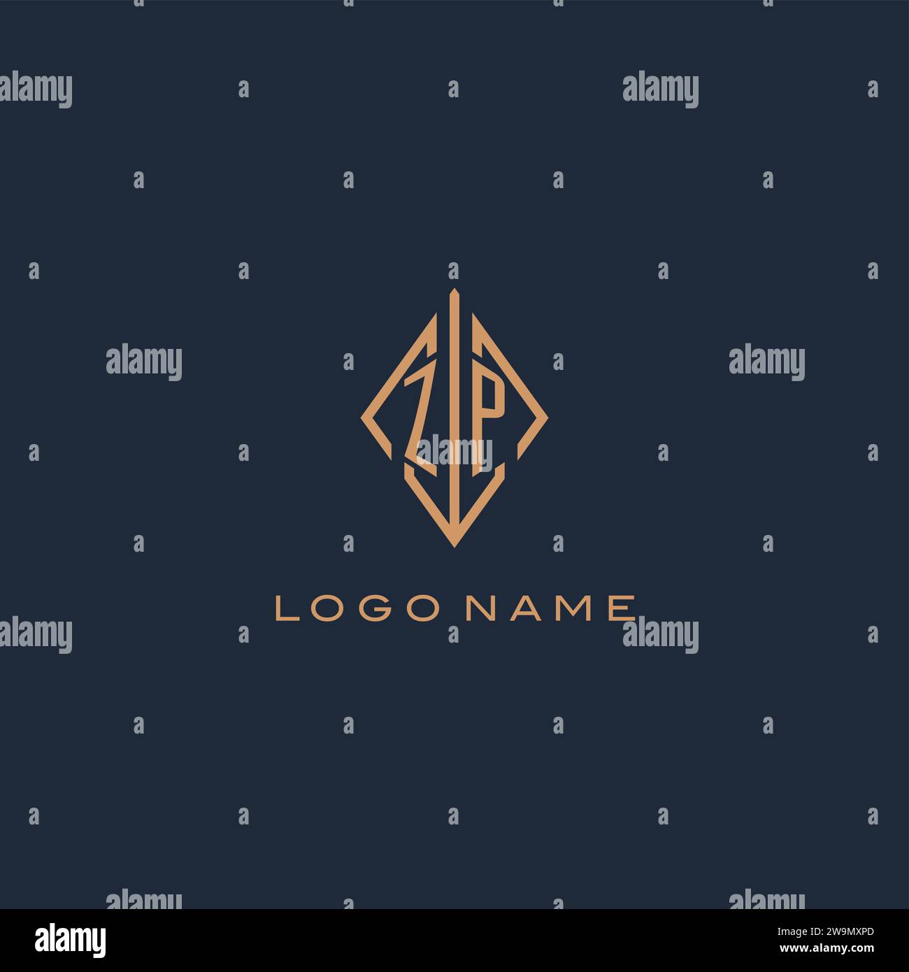 Monogram ZP logo with diamond rhombus style, Luxury modern logo design ...