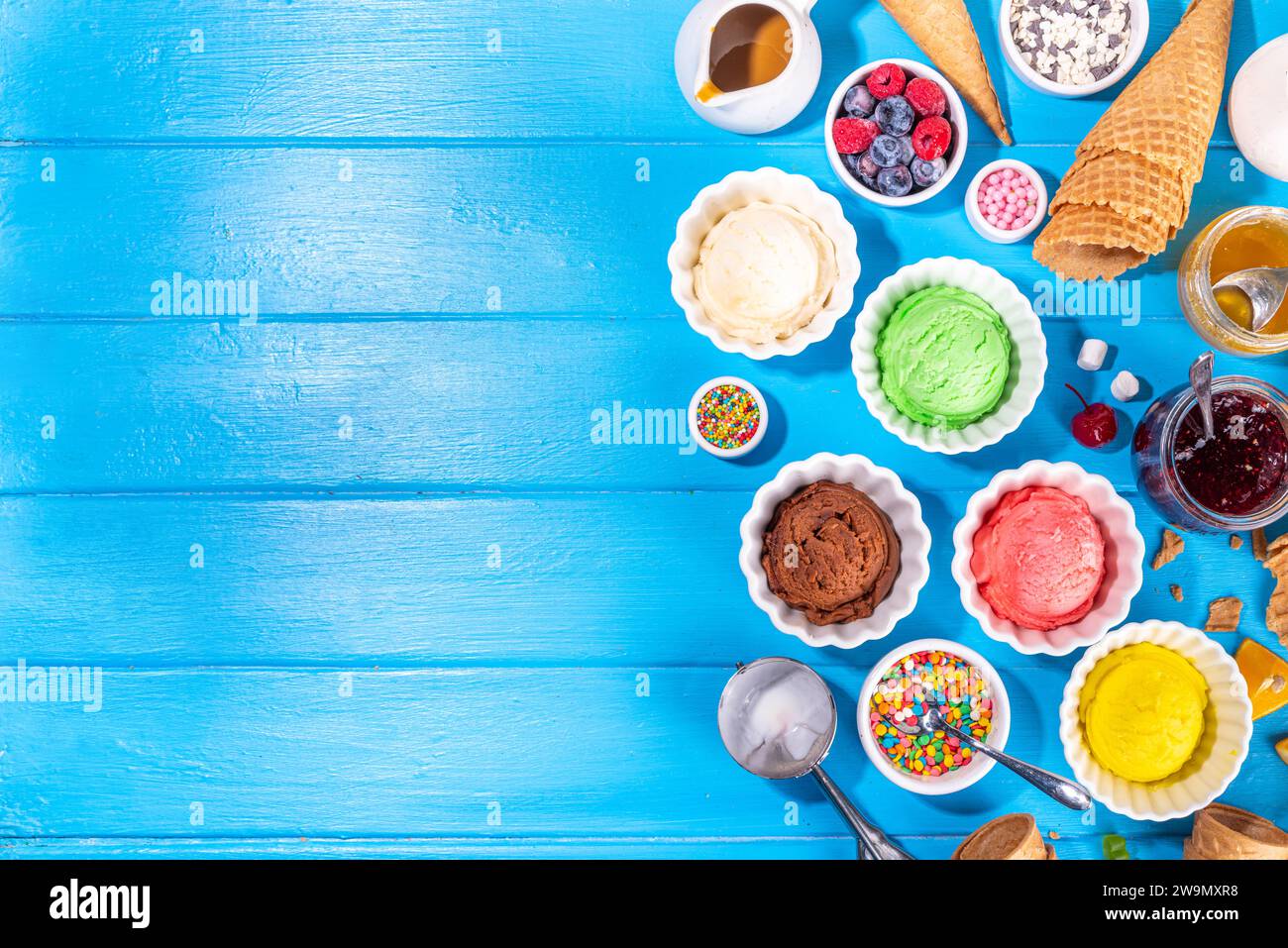 Ice cream festival background, Summer ice cream buffet with various ...