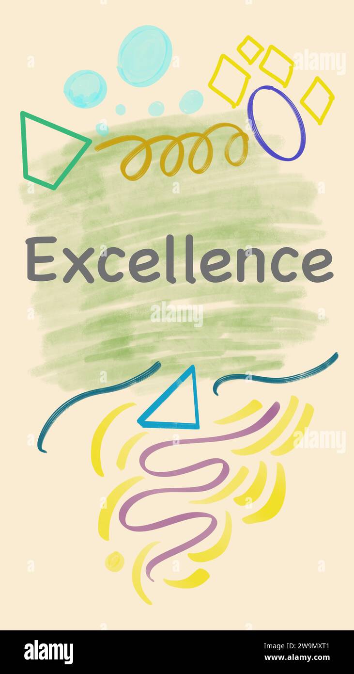 Excellence Painting Scribble Doodle Elements Text Vertical Stock Photo ...