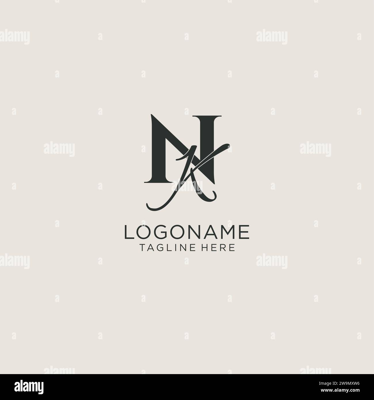 Initials NK letter monogram with elegant luxury style. Corporate ...
