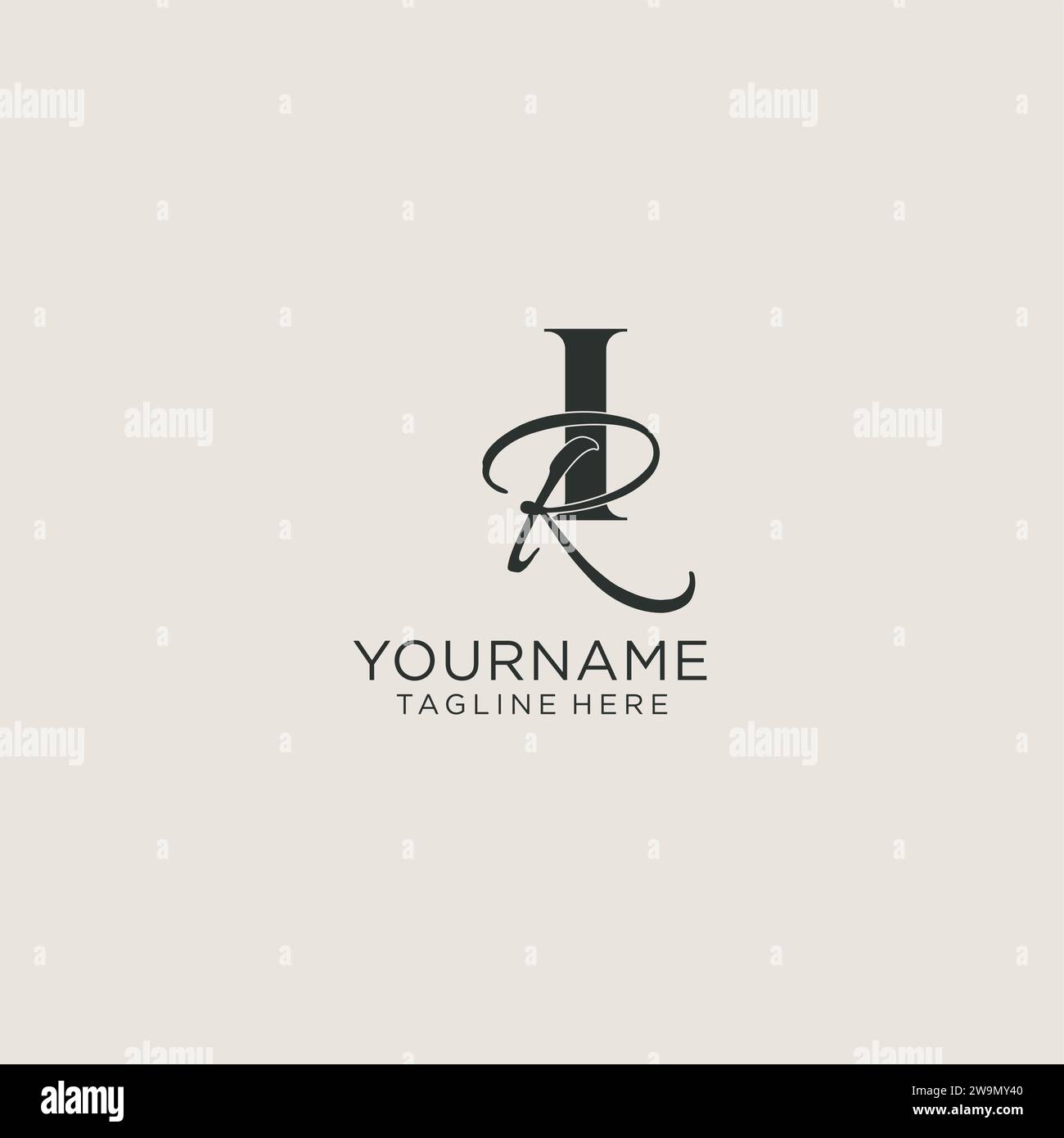 Initials IR letter monogram with elegant luxury style. Corporate identity and personal logo ...