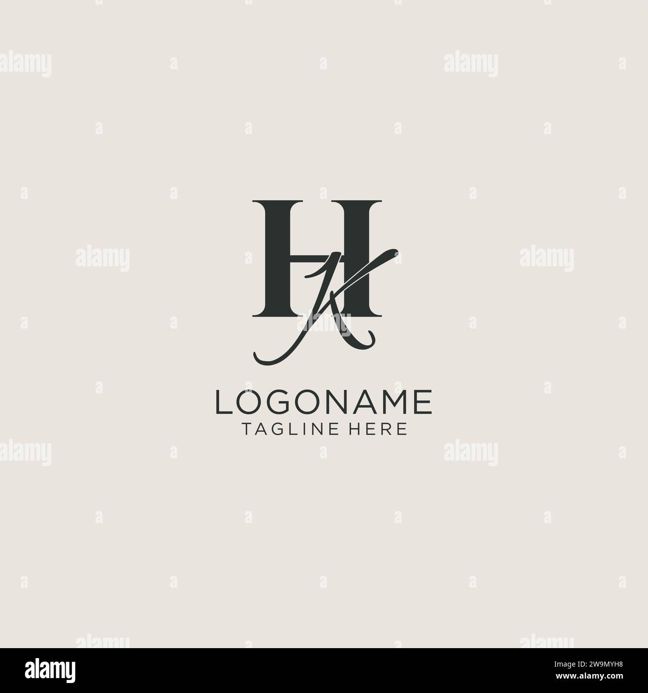 Initials HK letter monogram with elegant luxury style. Corporate ...