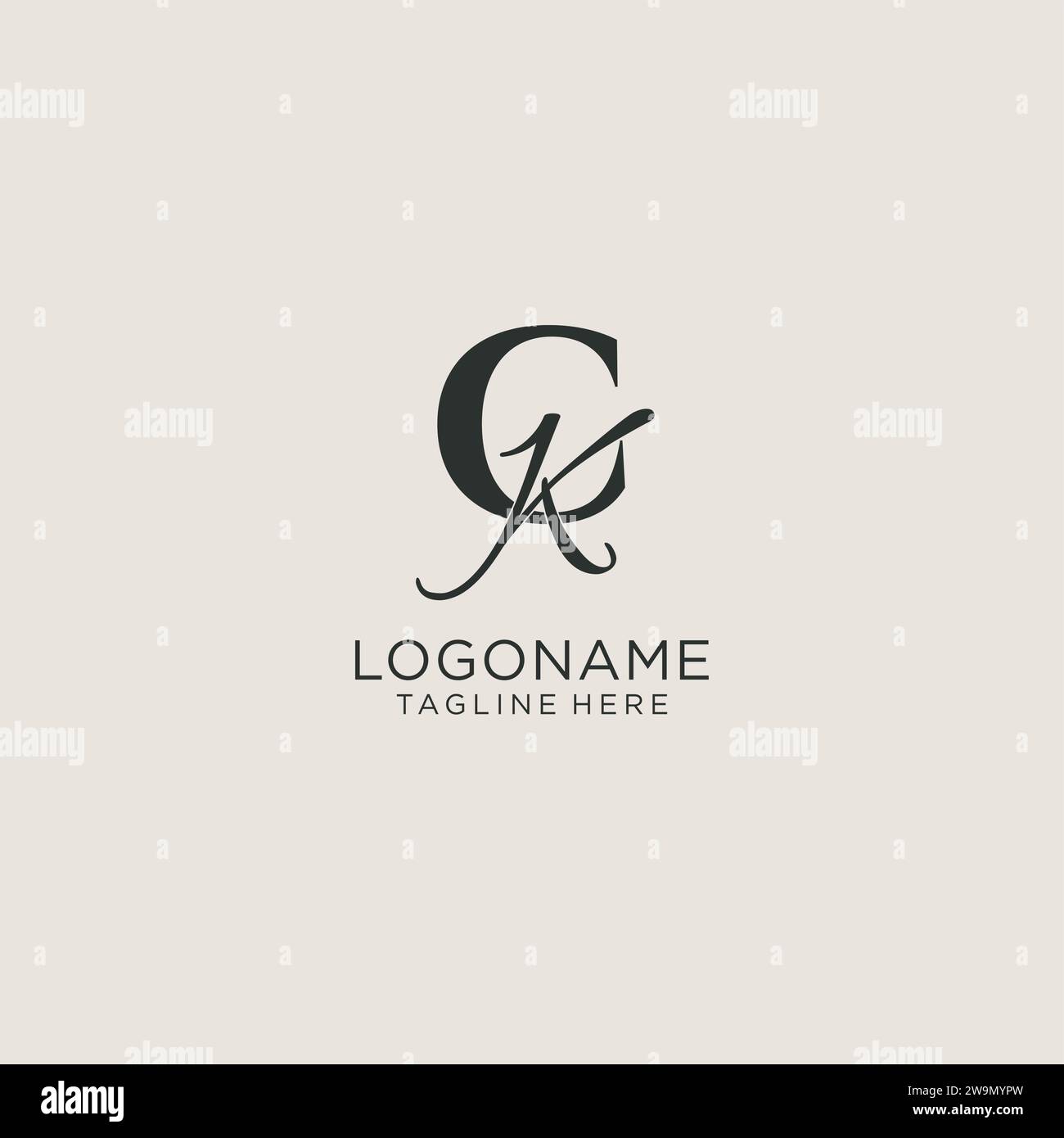 Initials CK letter monogram with elegant luxury style. Corporate identity and personal logo ...