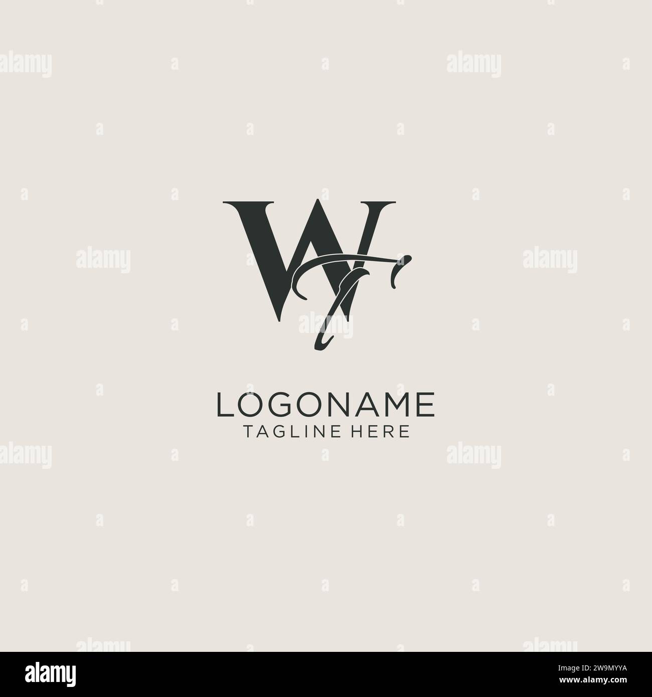 Initials WT letter monogram with elegant luxury style. Corporate ...