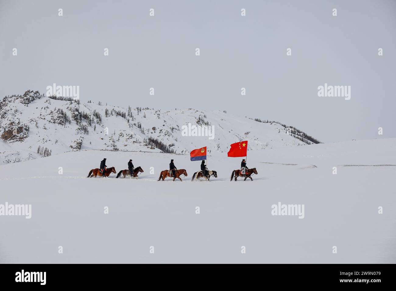 ALTAY, CHINA - DECEMBER 29, 2023 - Police officers at a border police ...