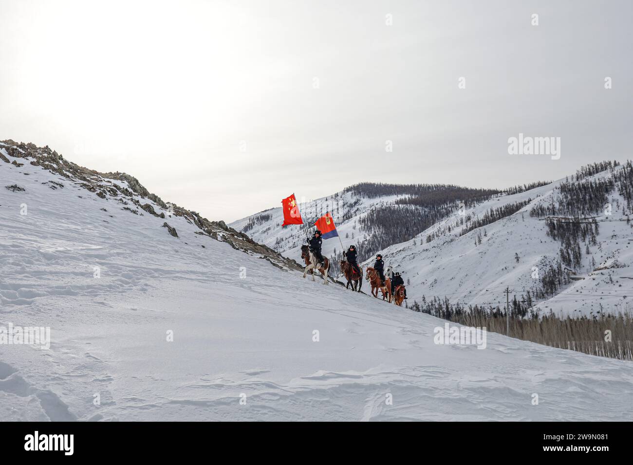ALTAY, CHINA - DECEMBER 29, 2023 - Police officers at a border police ...