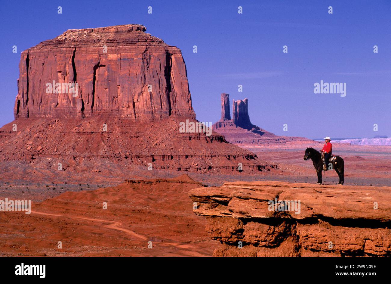 Native American horse rider at John Ford's Point, Merrick Butte in ...