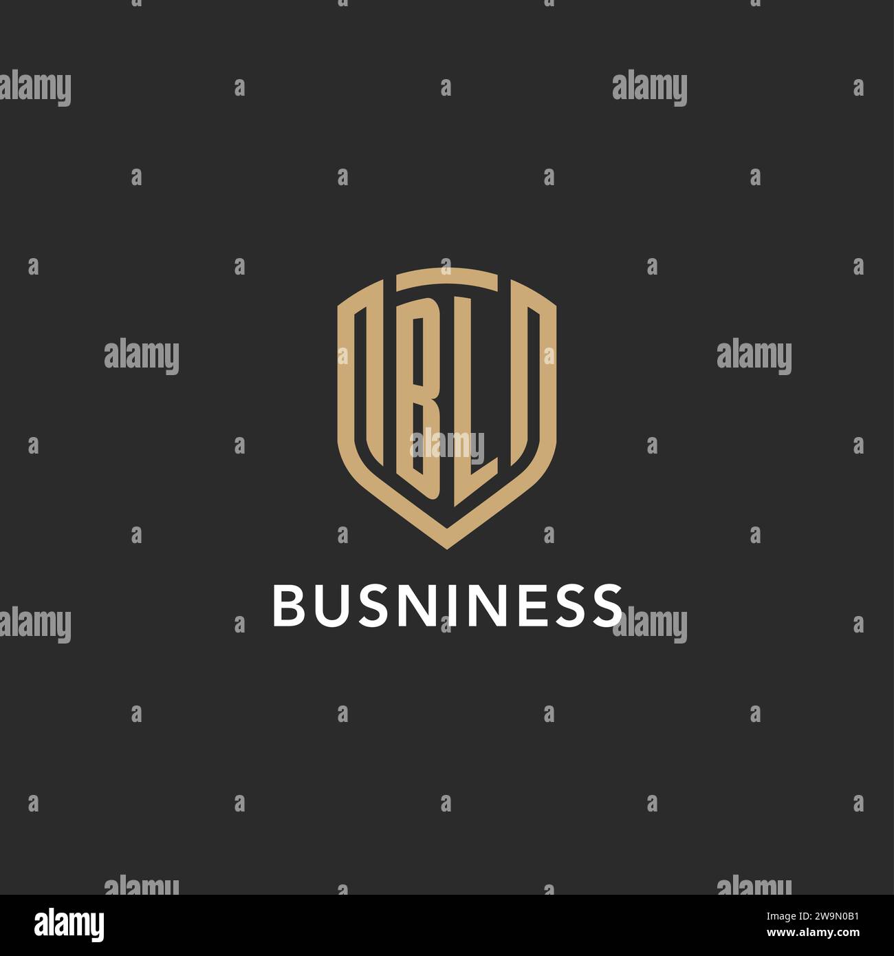 Luxury BL logo monogram shield shape monoline style with gold color and ...