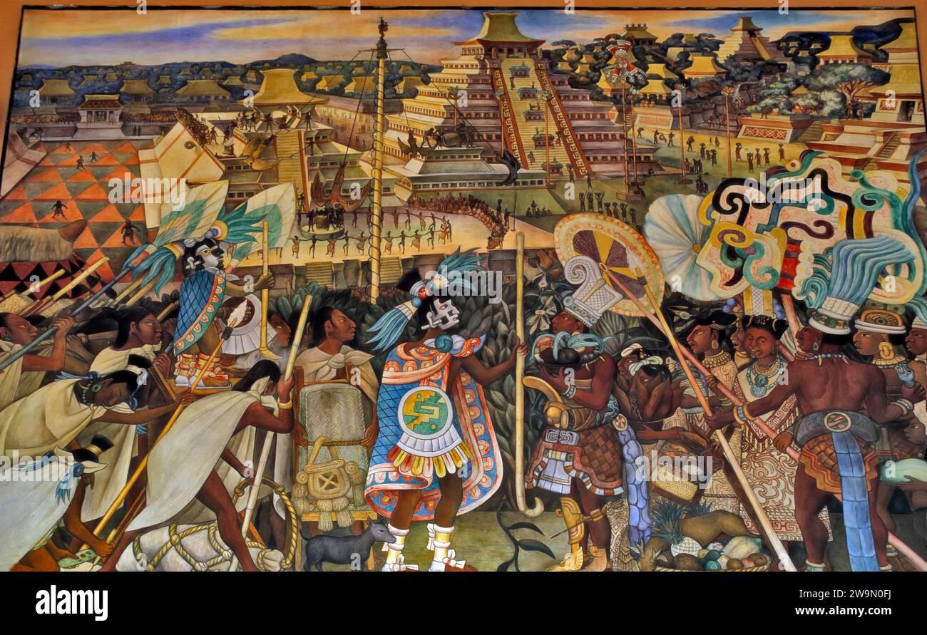 Totonac civilization, Diego Rivera’s mural, Palacio Nacional at Mexico ...