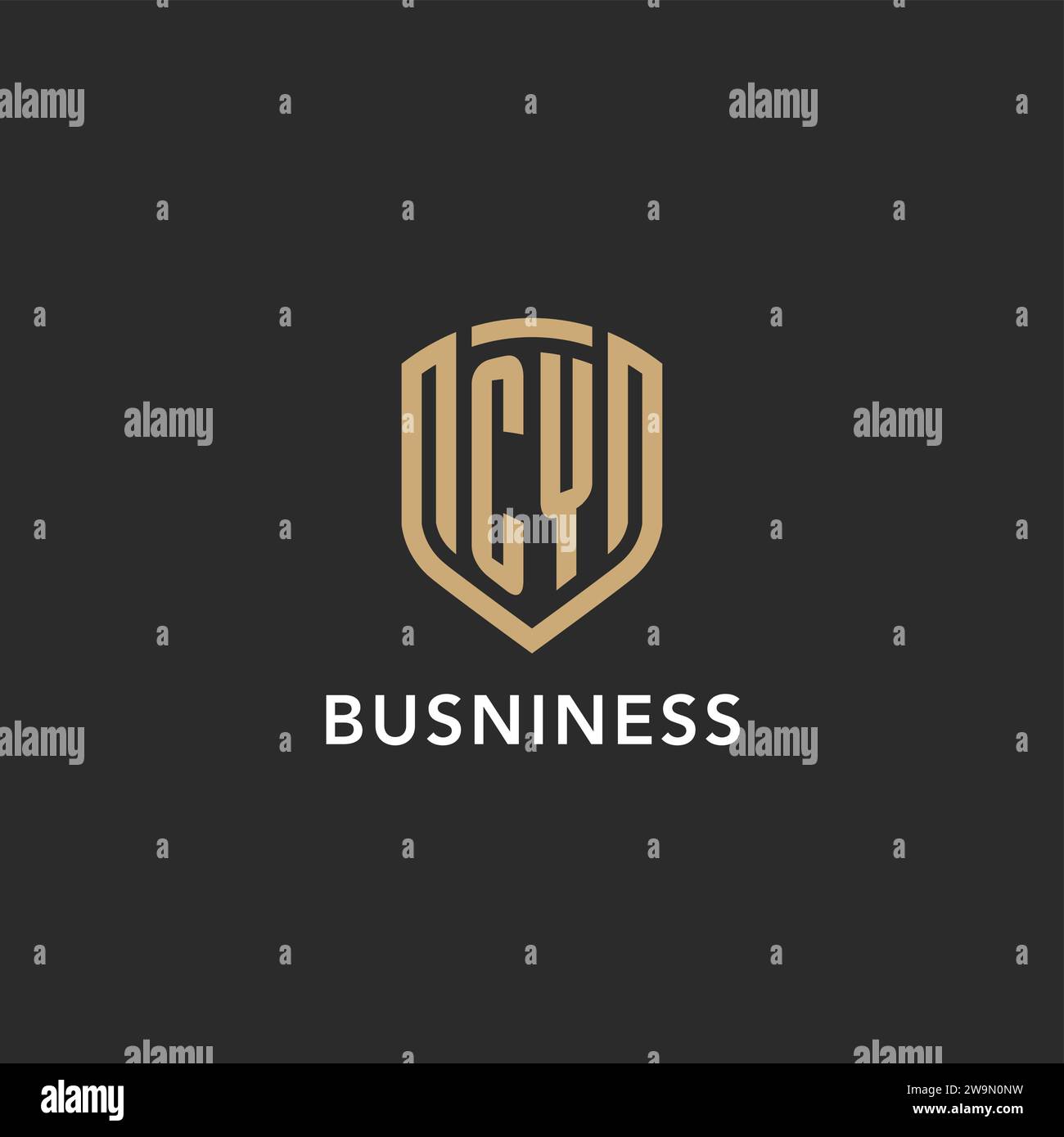 Luxury CY logo monogram shield shape monoline style with gold color and ...