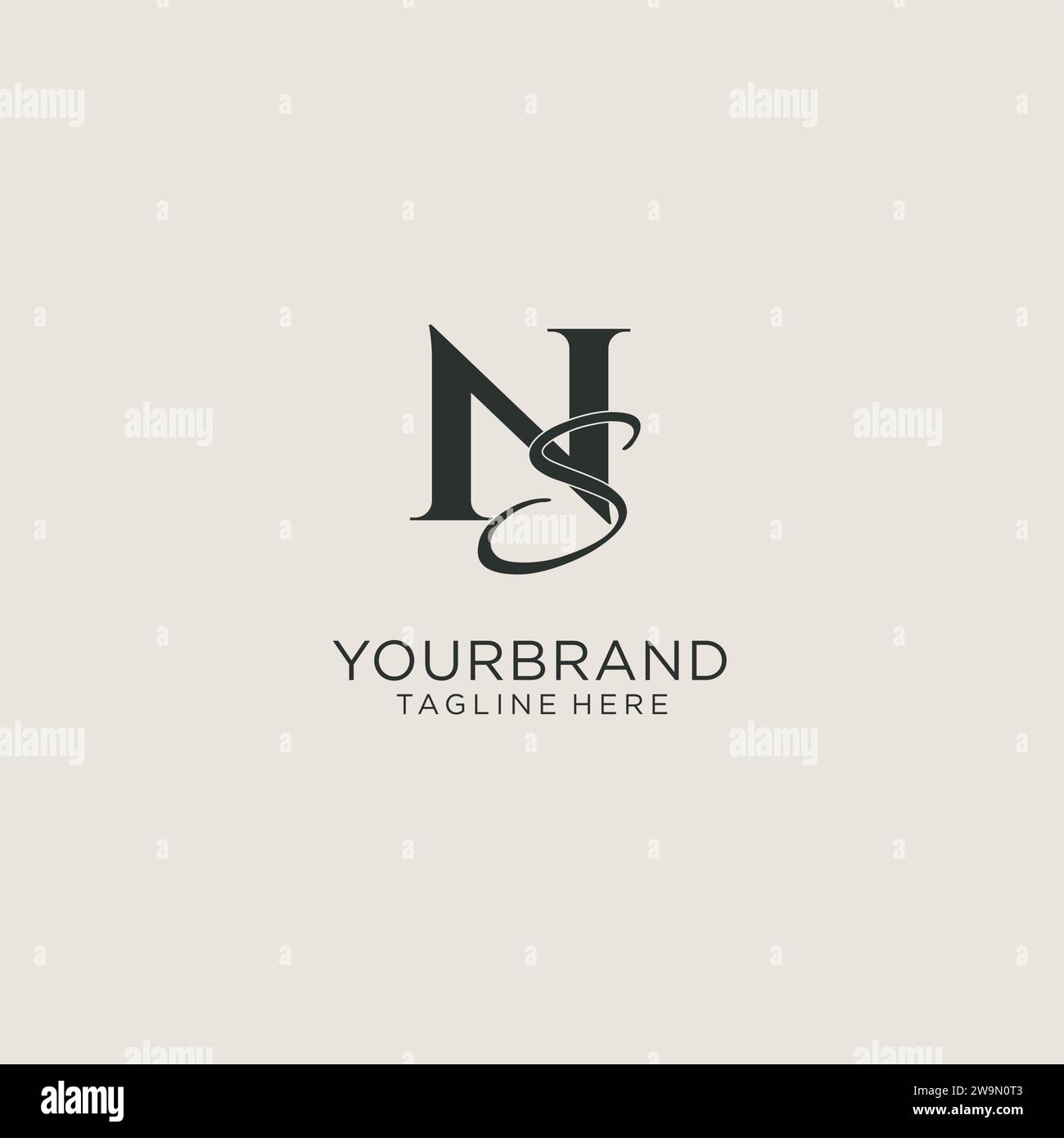 Initials NS letter monogram with elegant luxury style. Corporate ...