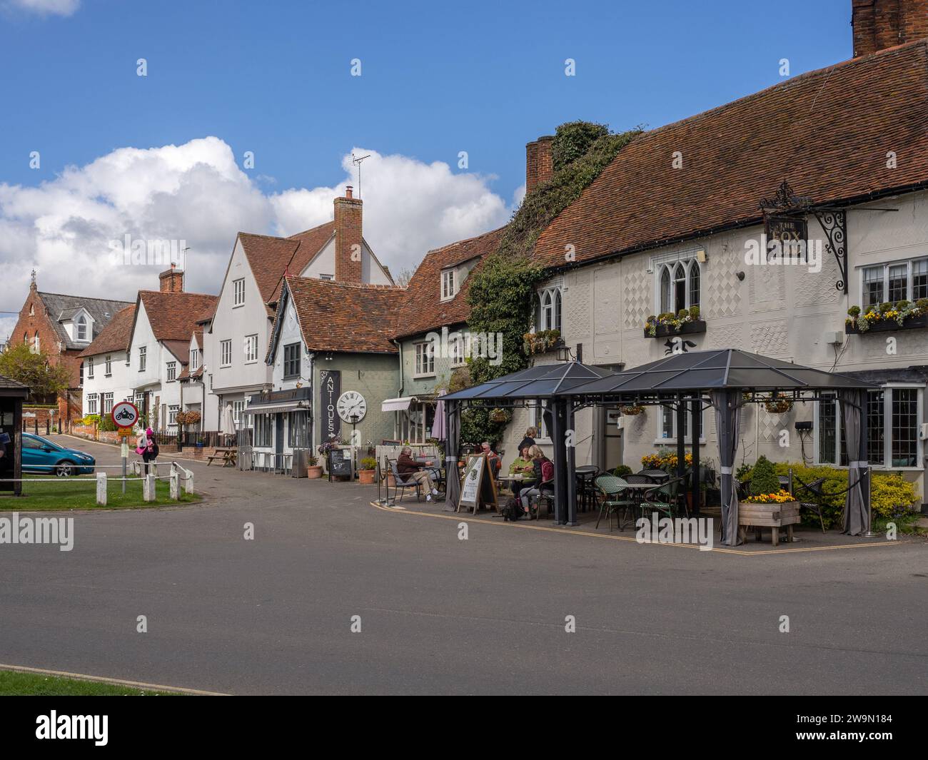 Street scene in the pretty village of Finchingfield, Essex, UK; with ...