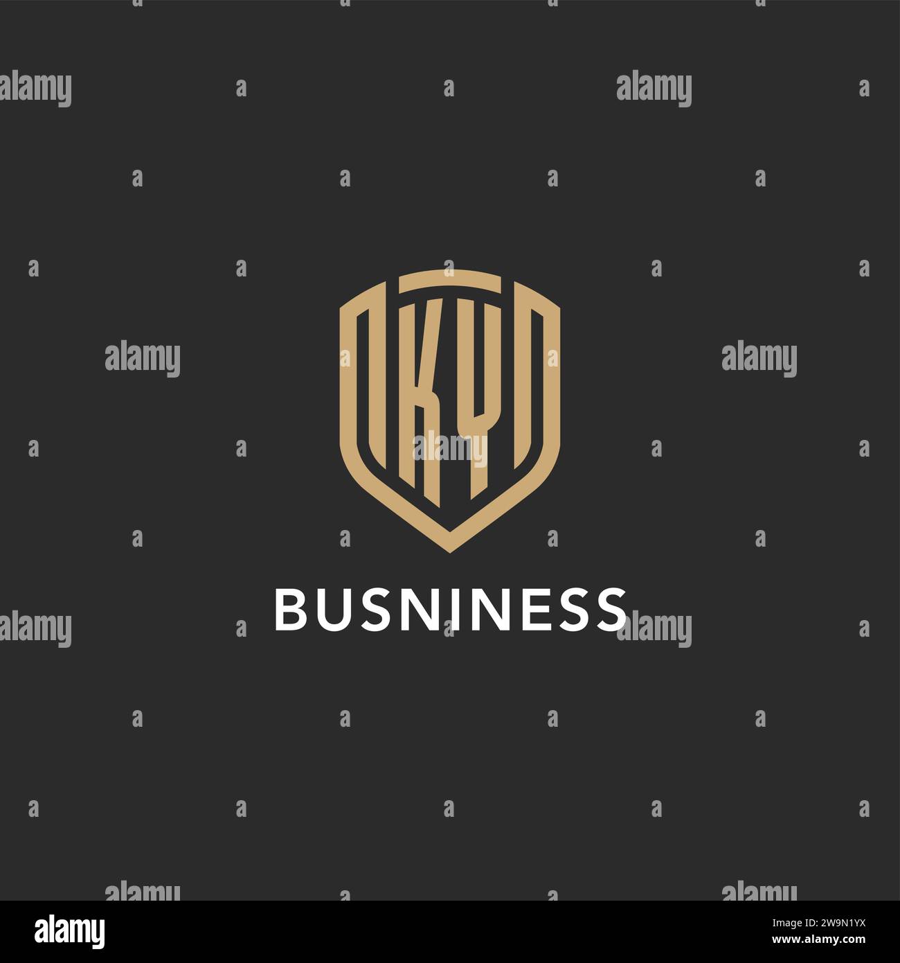 Luxury KY logo monogram shield shape monoline style with gold color and ...