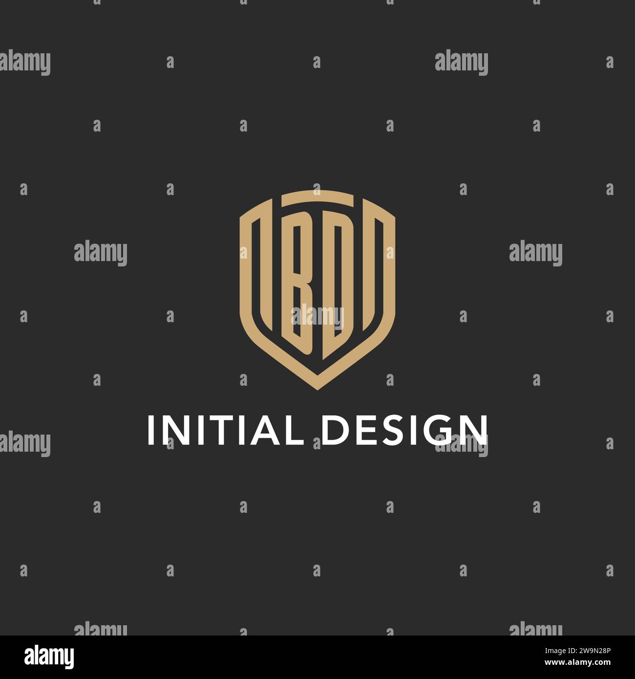 Luxury BD logo monogram shield shape monoline style with gold color and ...