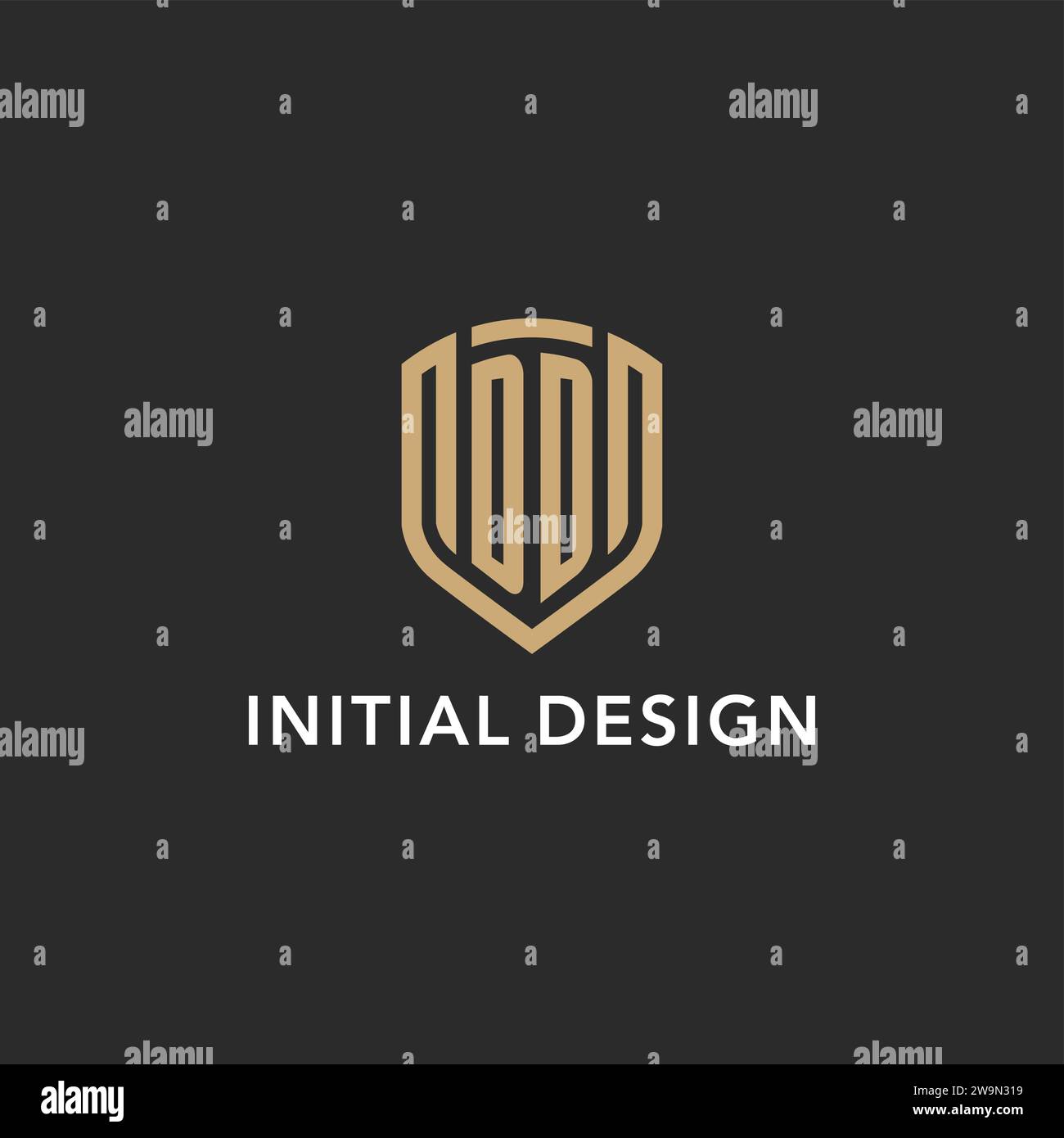 Luxury DD logo monogram shield shape monoline style with gold color and ...