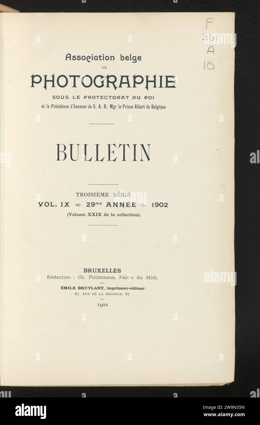 Belgian Bulletin / Association of Photography, 1902 book paper ...