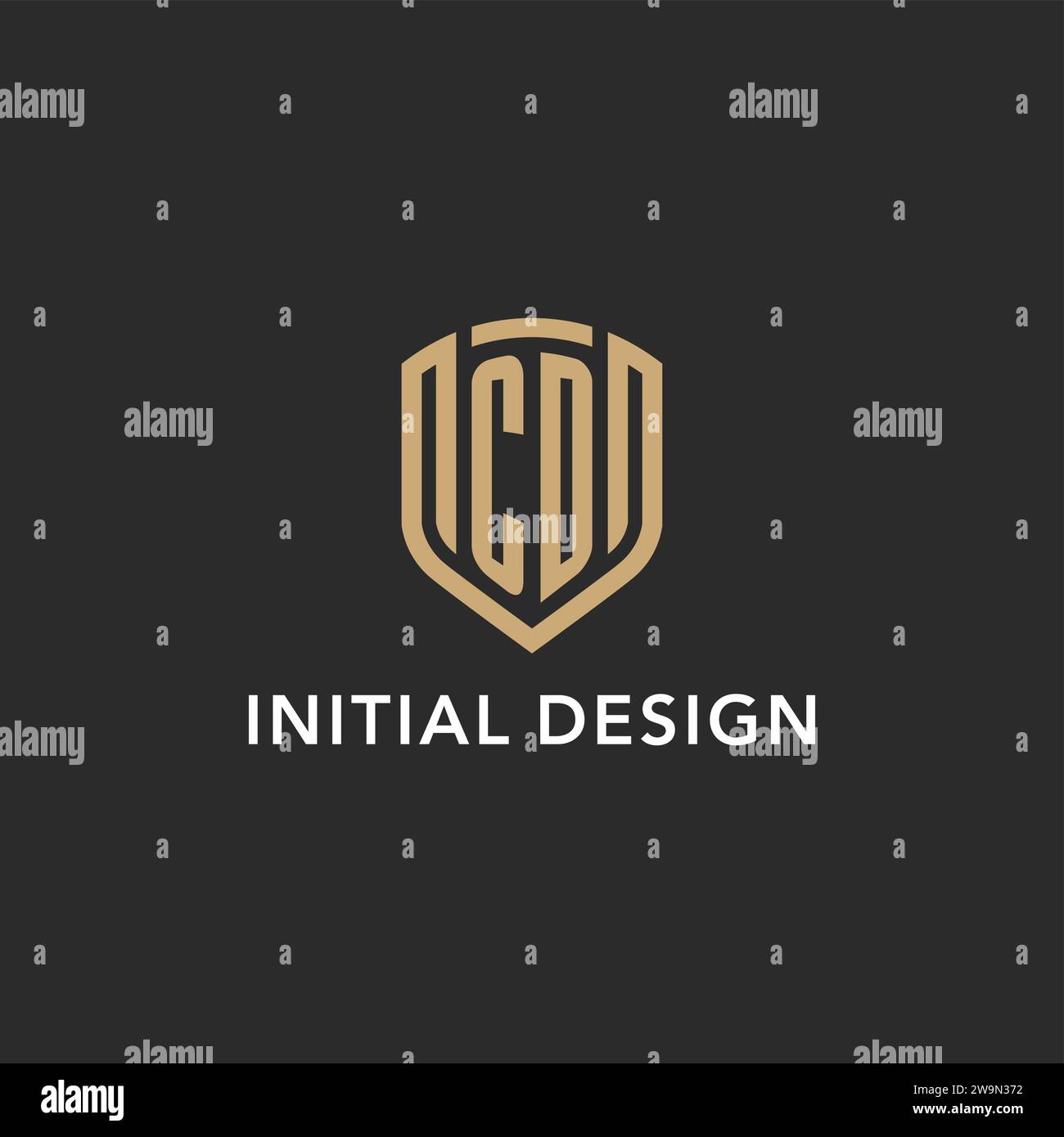 Luxury CD logo monogram shield shape monoline style with gold color and ...