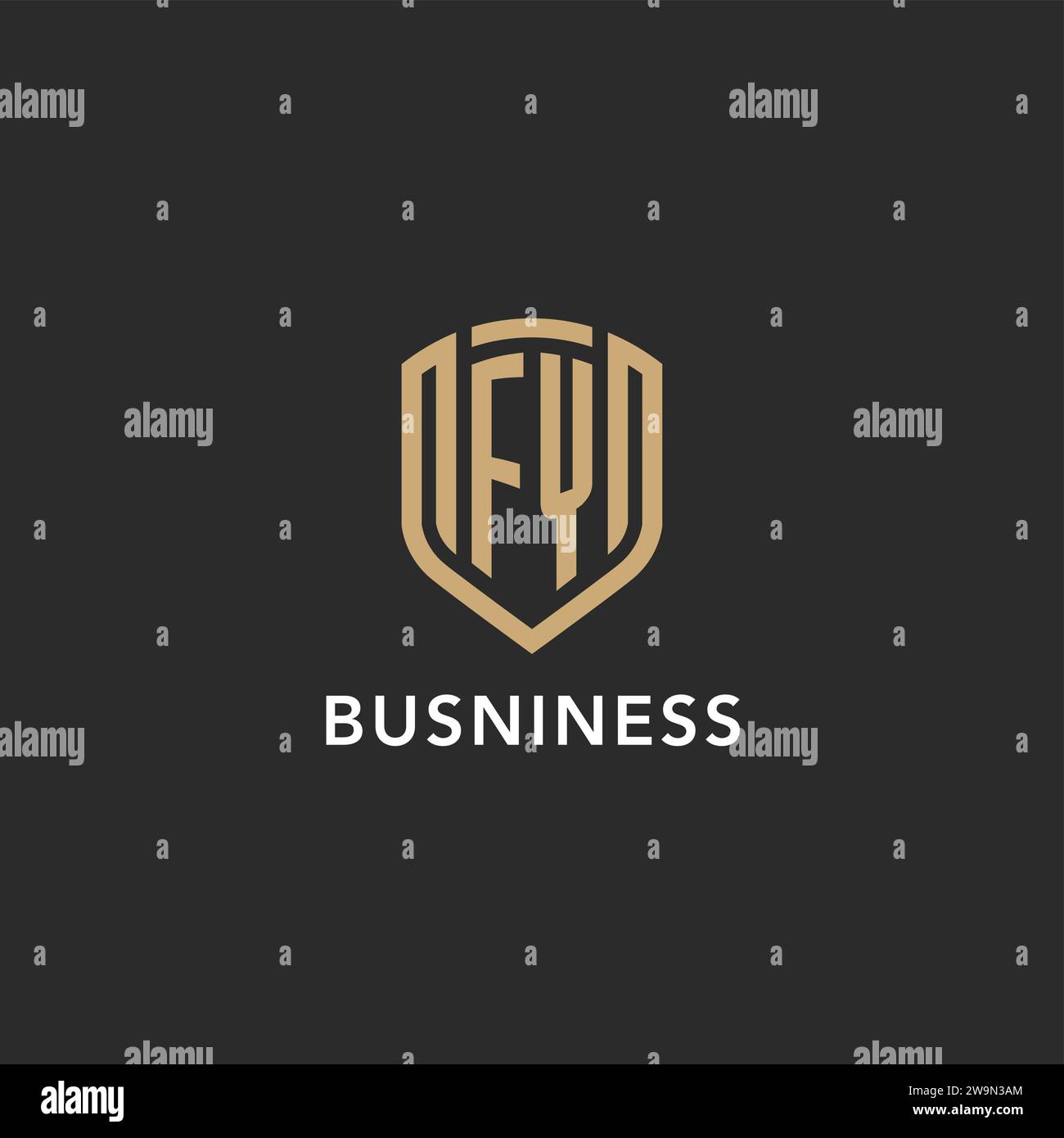 Luxury FY logo monogram shield shape monoline style with gold color and ...