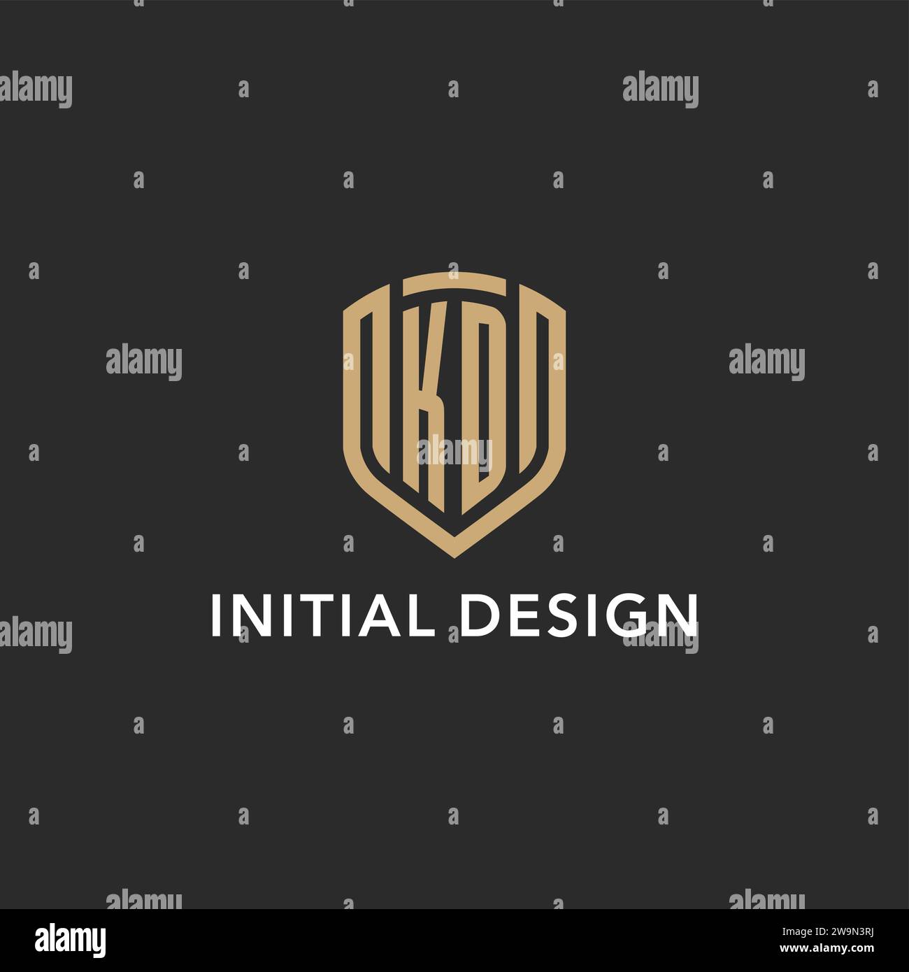 Luxury KD logo monogram shield shape monoline style with gold color and ...