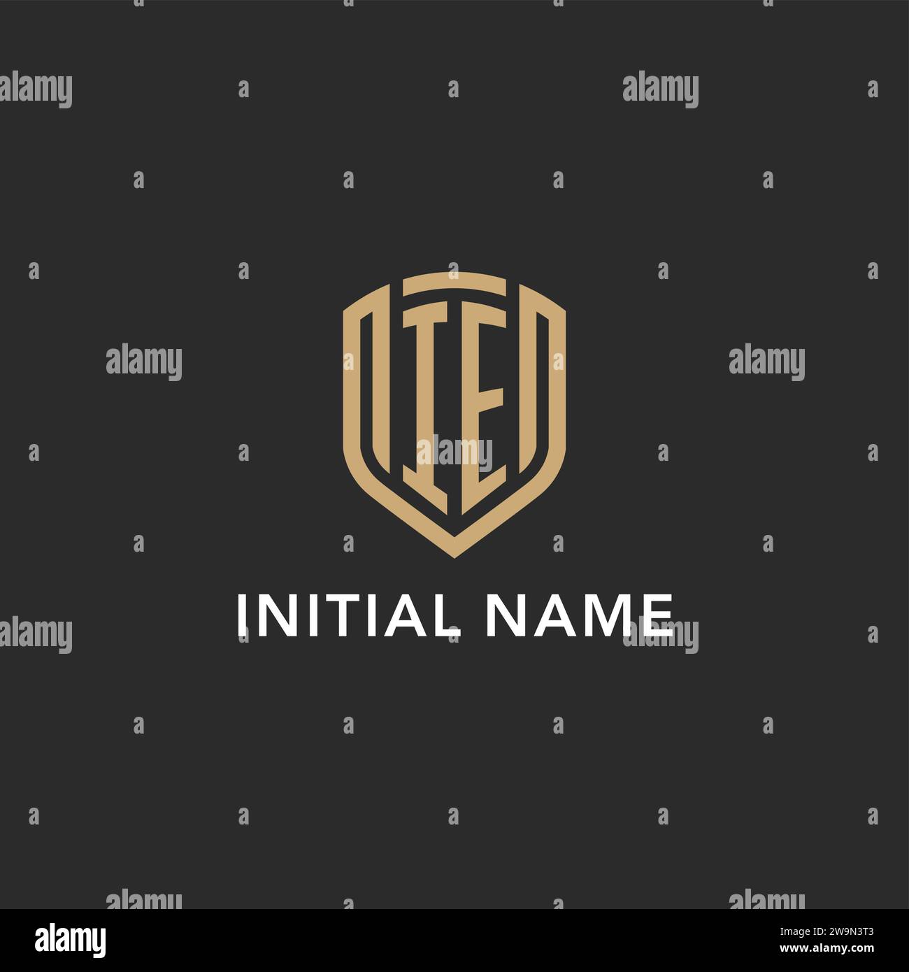 Luxury IE logo monogram shield shape monoline style with gold color and ...