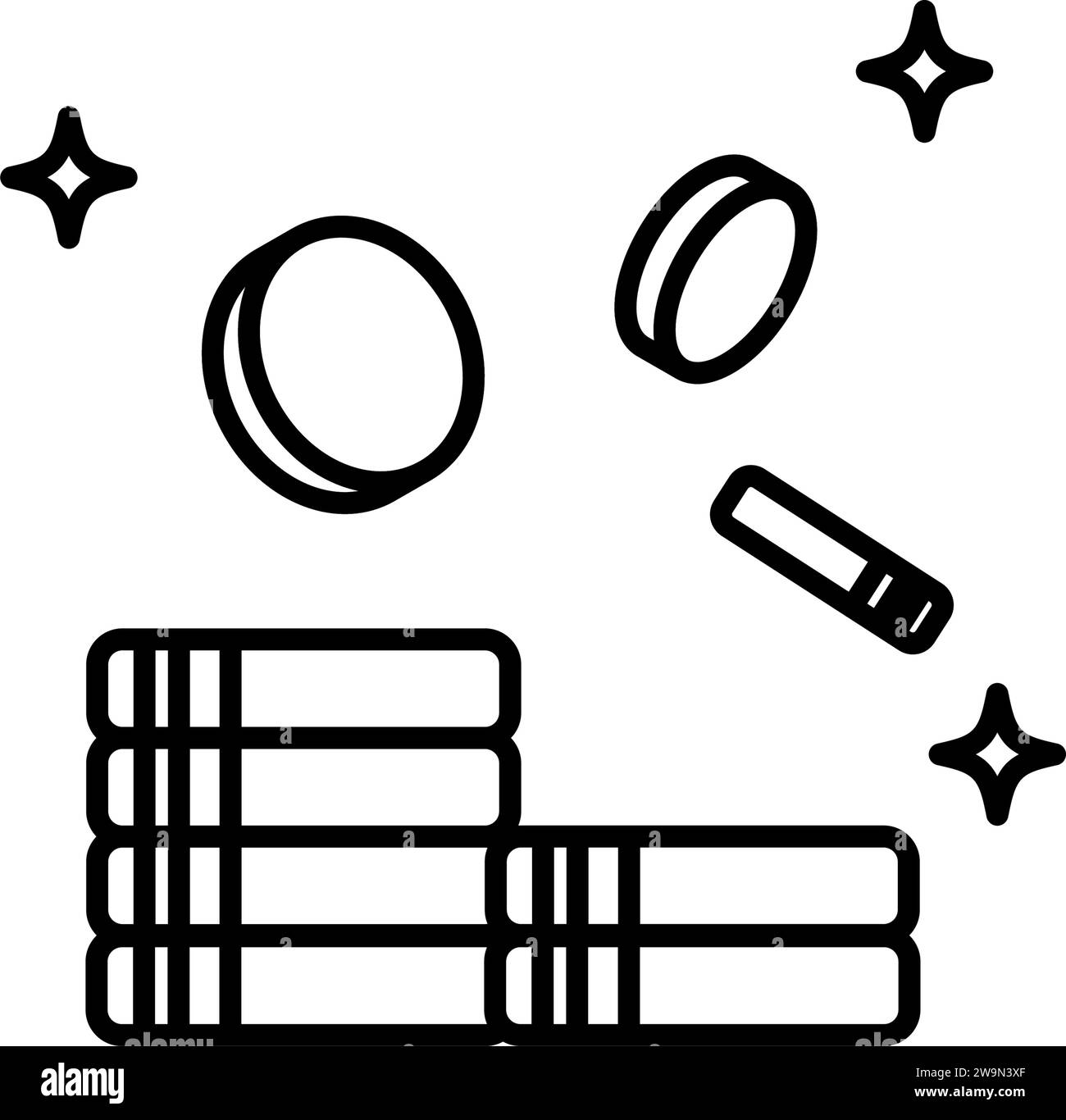 Image of money increasing through investment, icon of piled and falling ...