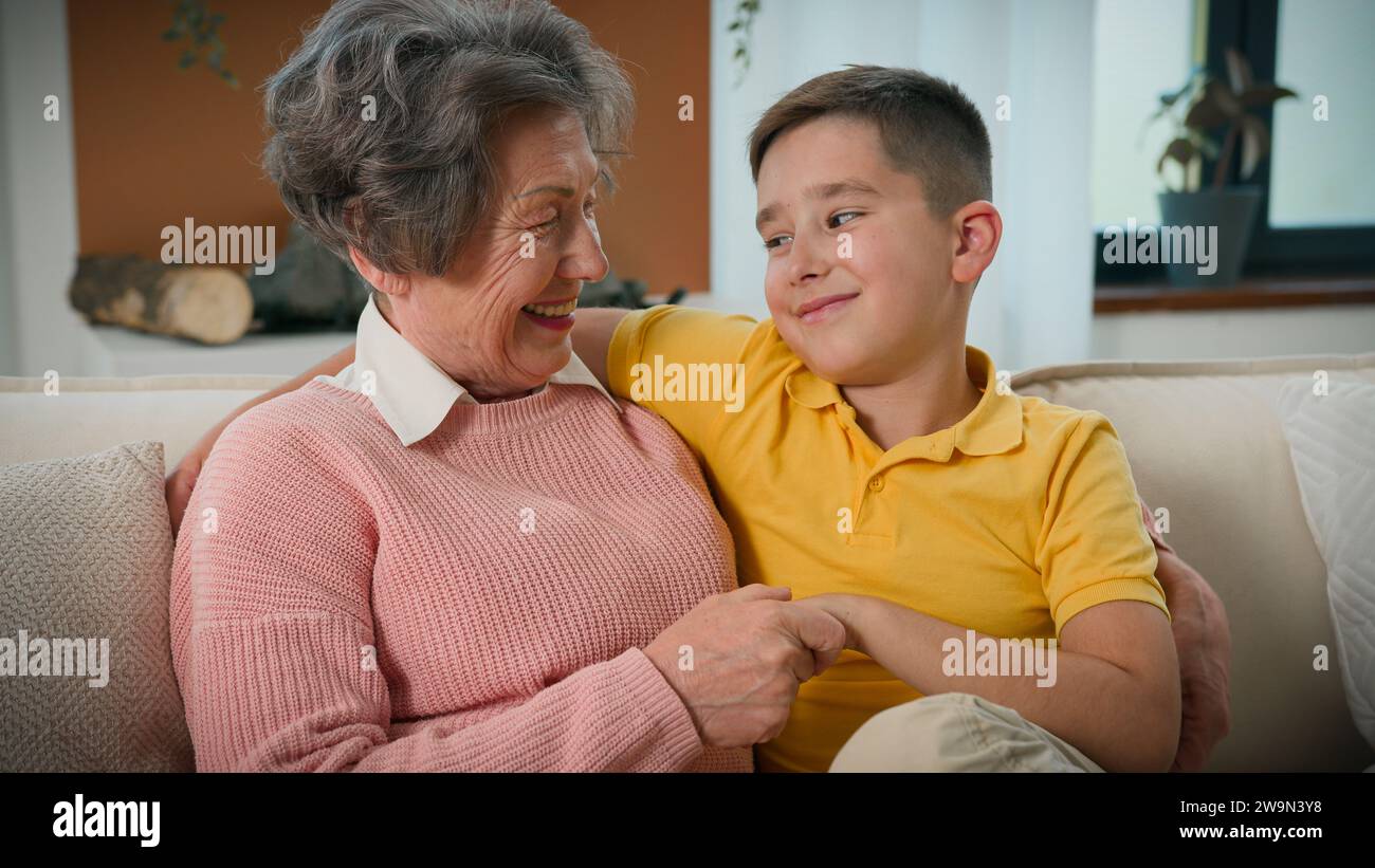 Loving Caucasian grandmother elderly woman fun spend weekend with ...