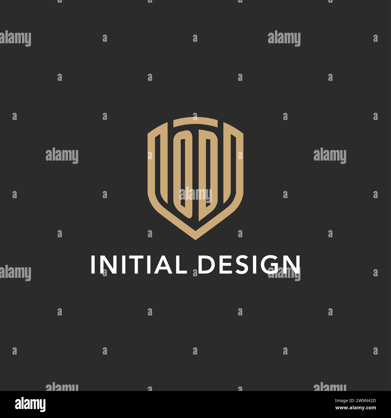 Luxury OD logo monogram shield shape monoline style with gold color and ...