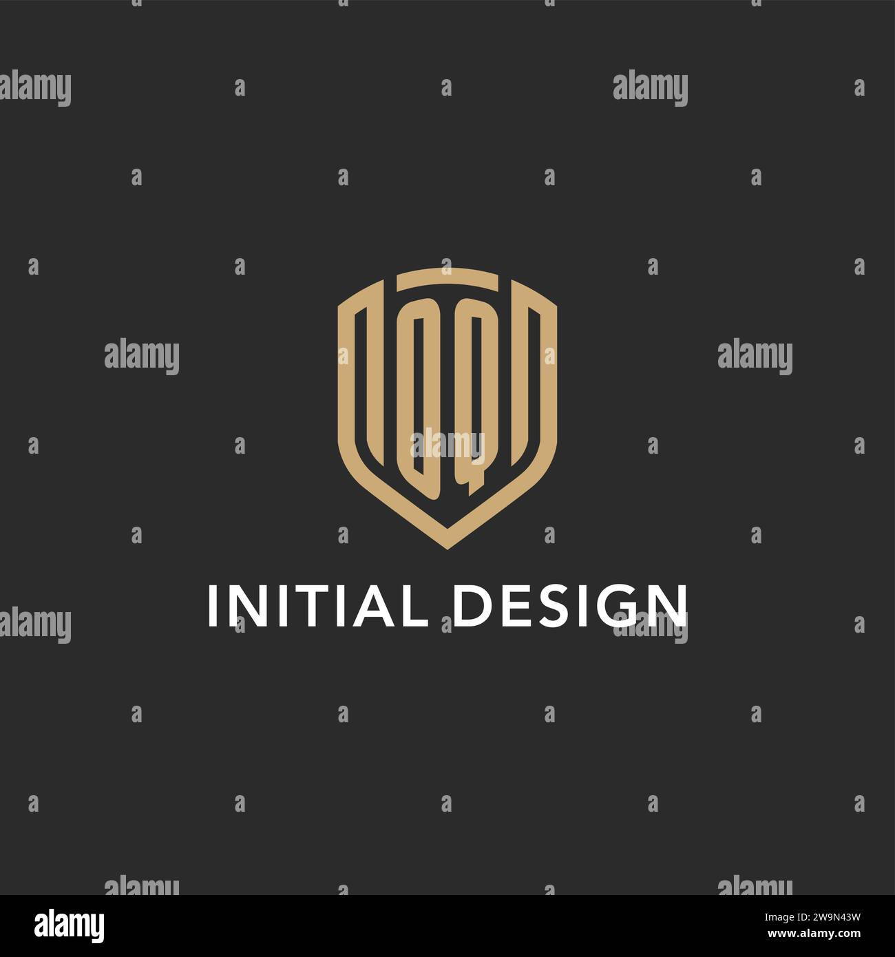 Luxury OQ logo monogram shield shape monoline style with gold color and ...