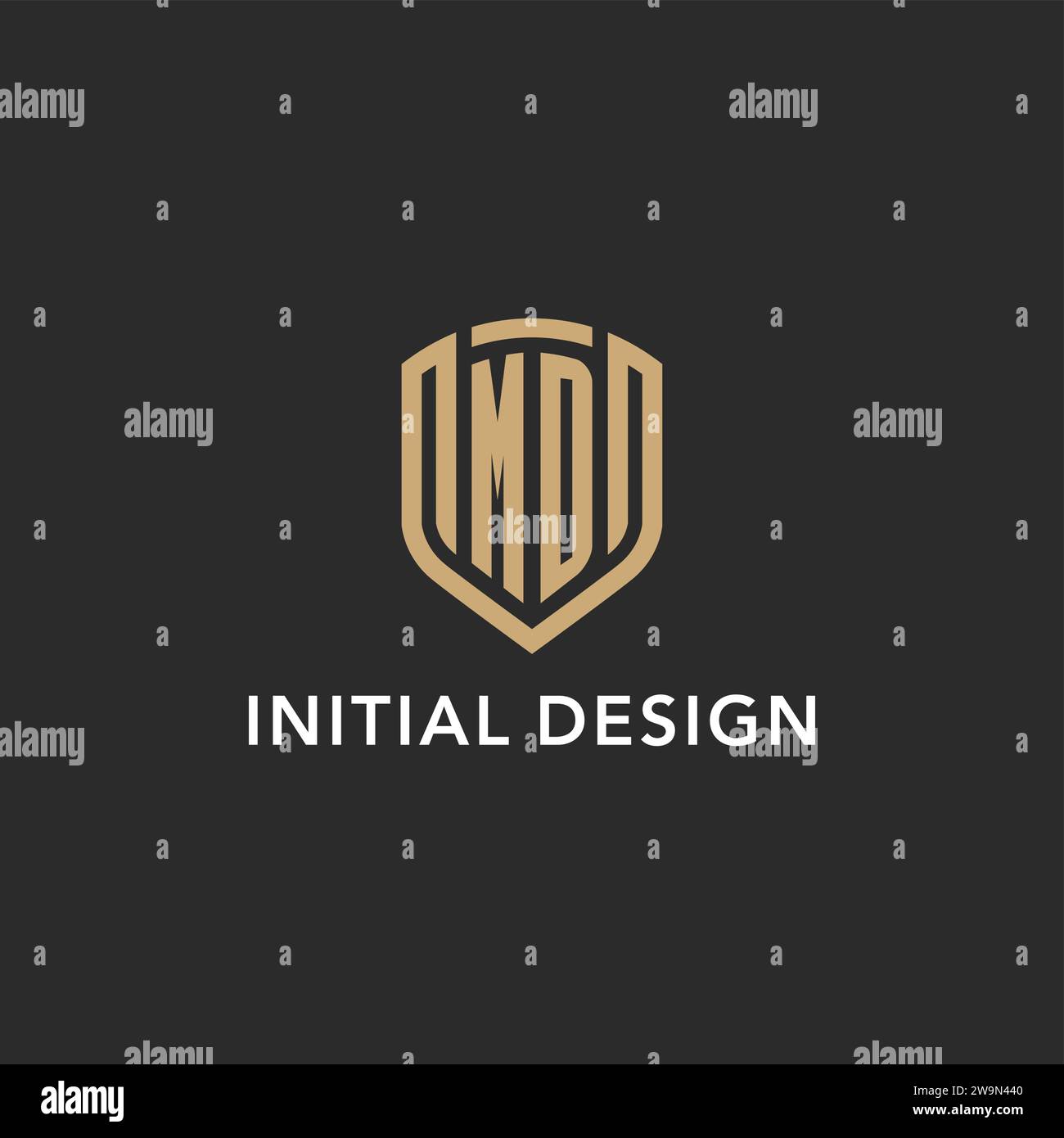 Luxury MD logo monogram shield shape monoline style with gold color and ...