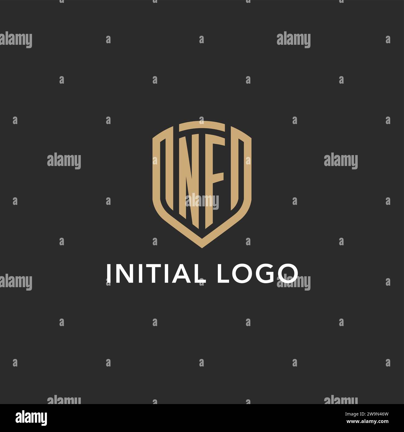 Luxury NF logo monogram shield shape monoline style with gold color and ...