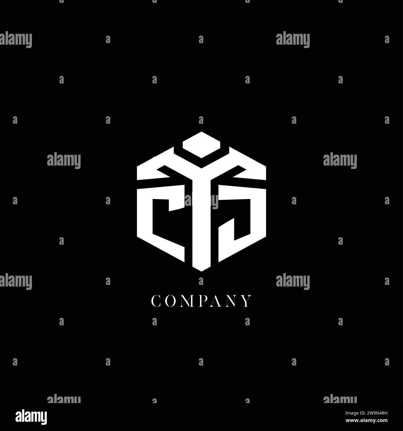 Initial CJ logo hexagon shape geometric style vector graphic Stock ...