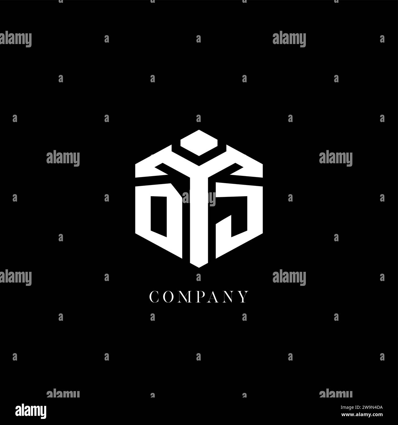 Initial DJ logo hexagon shape geometric style vector graphic Stock ...