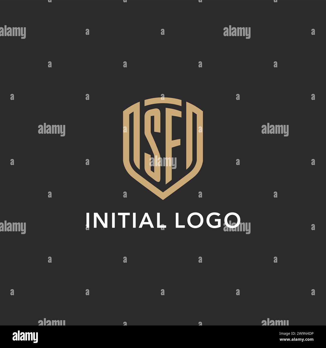 Luxury SF logo monogram shield shape monoline style with gold color and ...