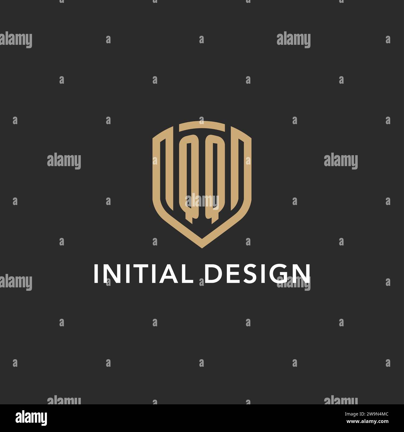 Luxury QQ logo monogram shield shape monoline style with gold color and ...