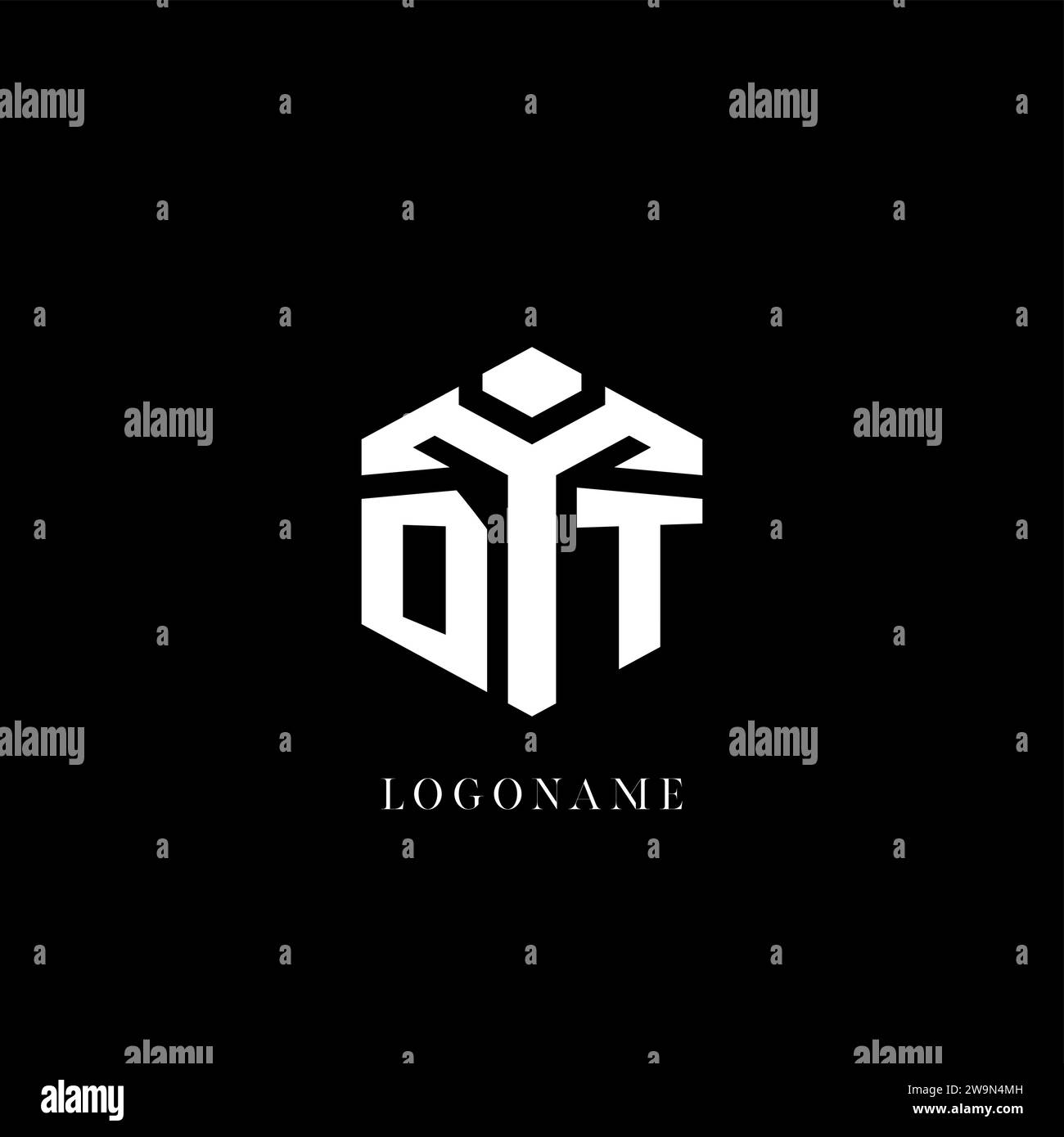 Initial DT logo hexagon shape geometric style vector graphic Stock ...