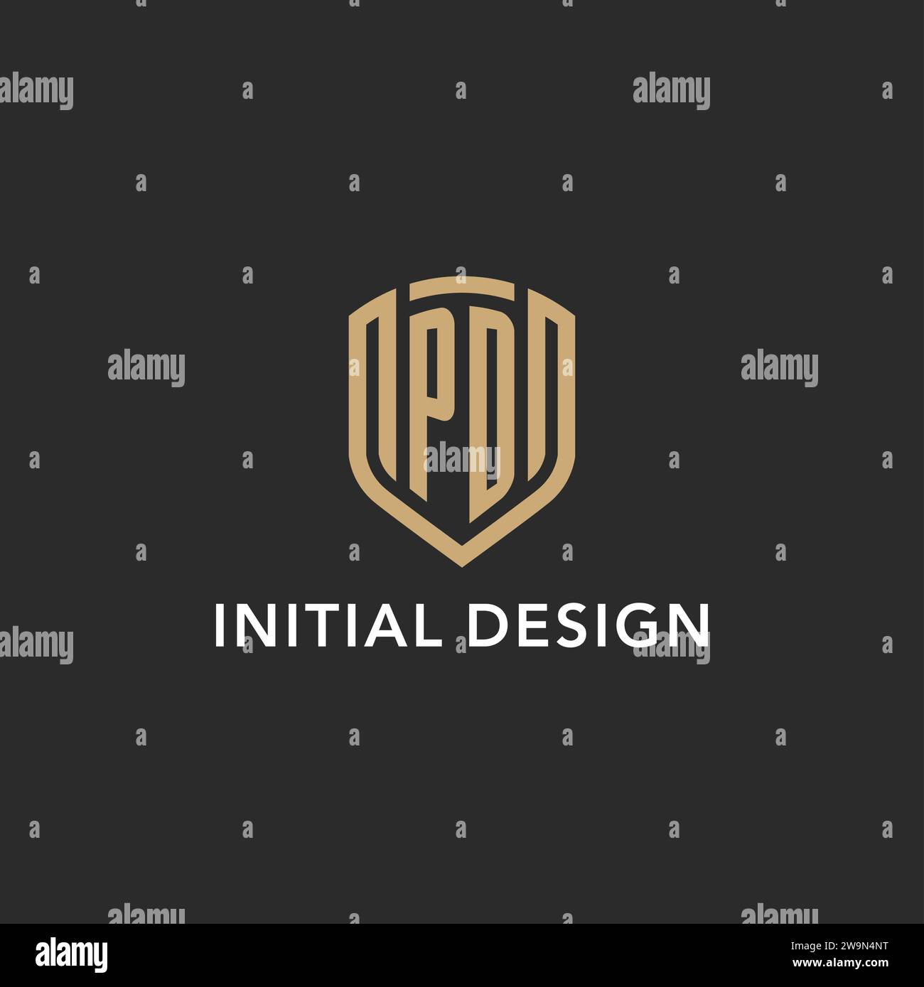 Luxury PD logo monogram shield shape monoline style with gold color and ...