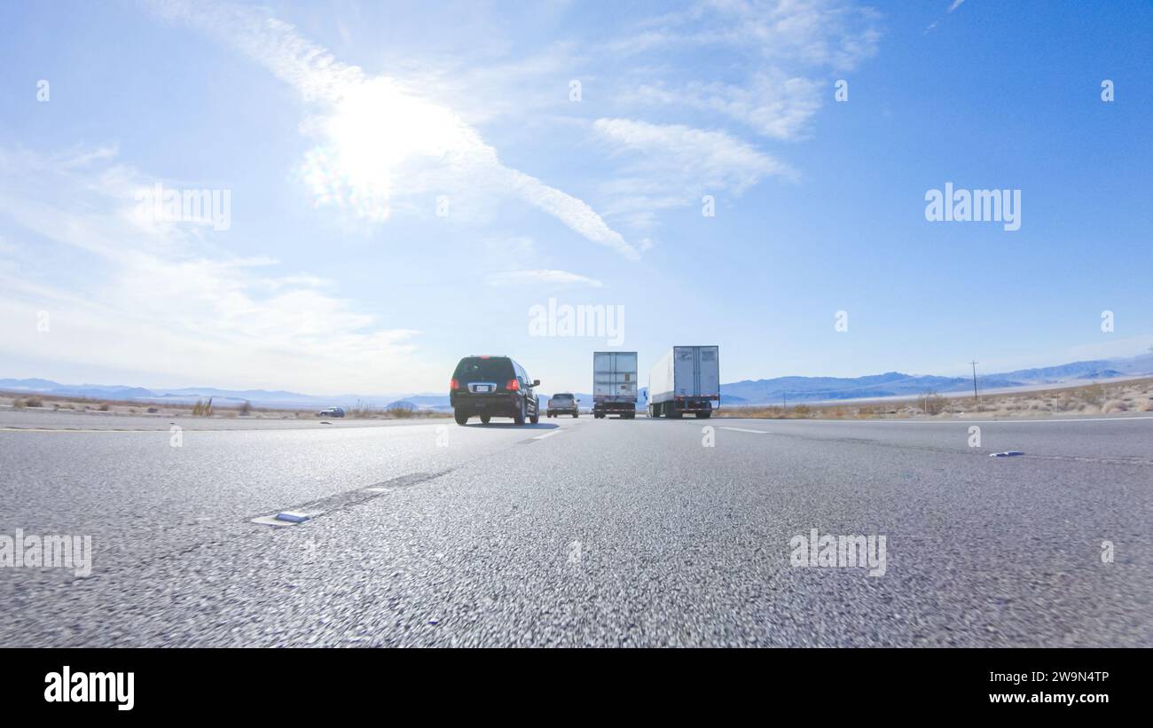 Daytime Road Trip: Nevada to California on HWY 15 Stock Photo - Alamy