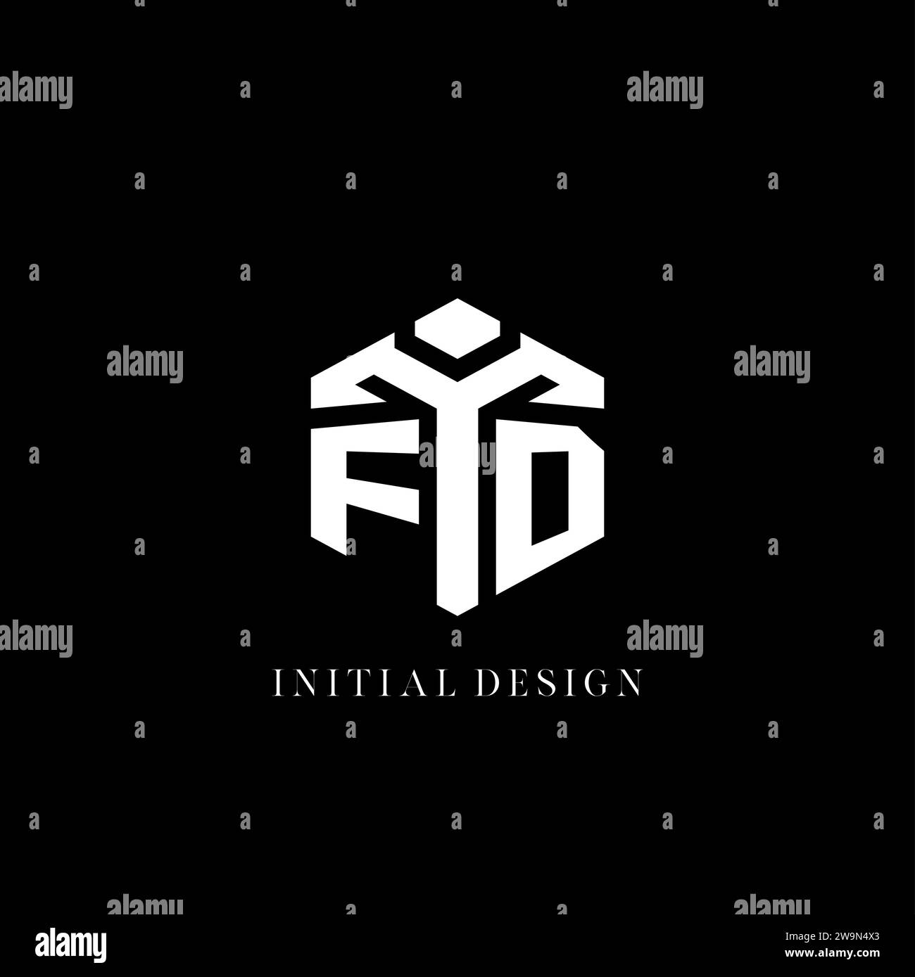 Initial FD logo hexagon shape geometric style vector graphic Stock ...