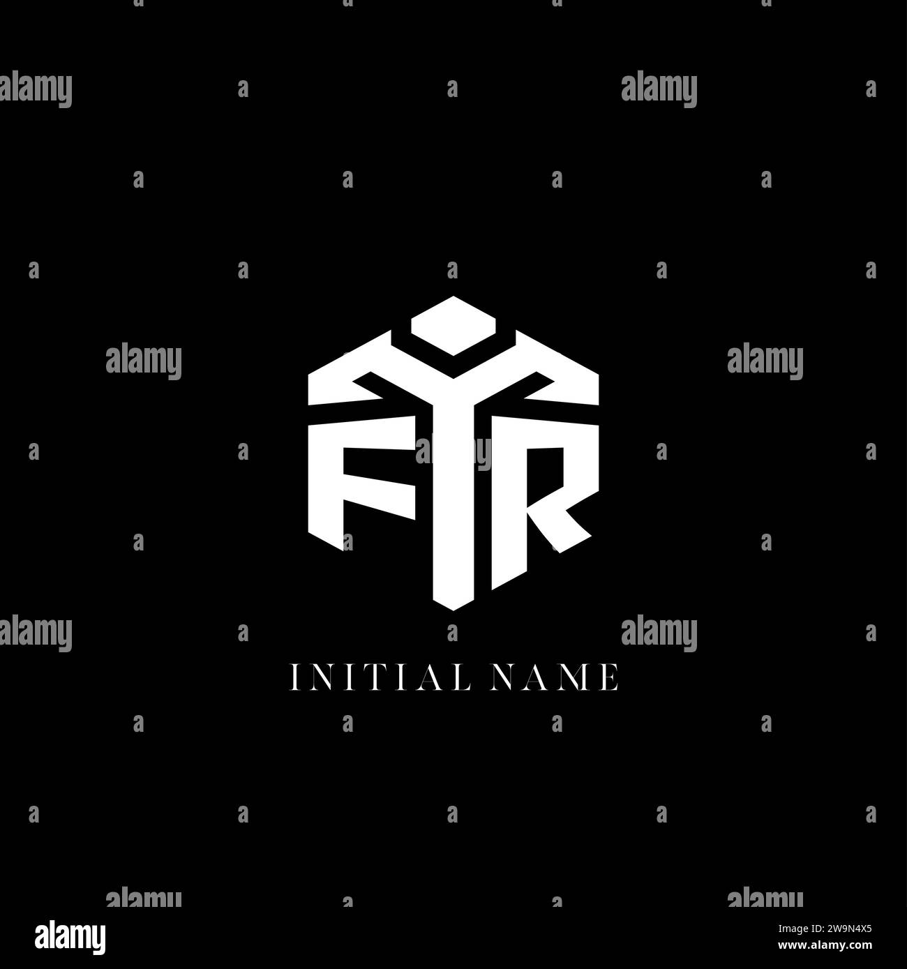 Initial FR logo hexagon shape geometric style vector graphic Stock ...